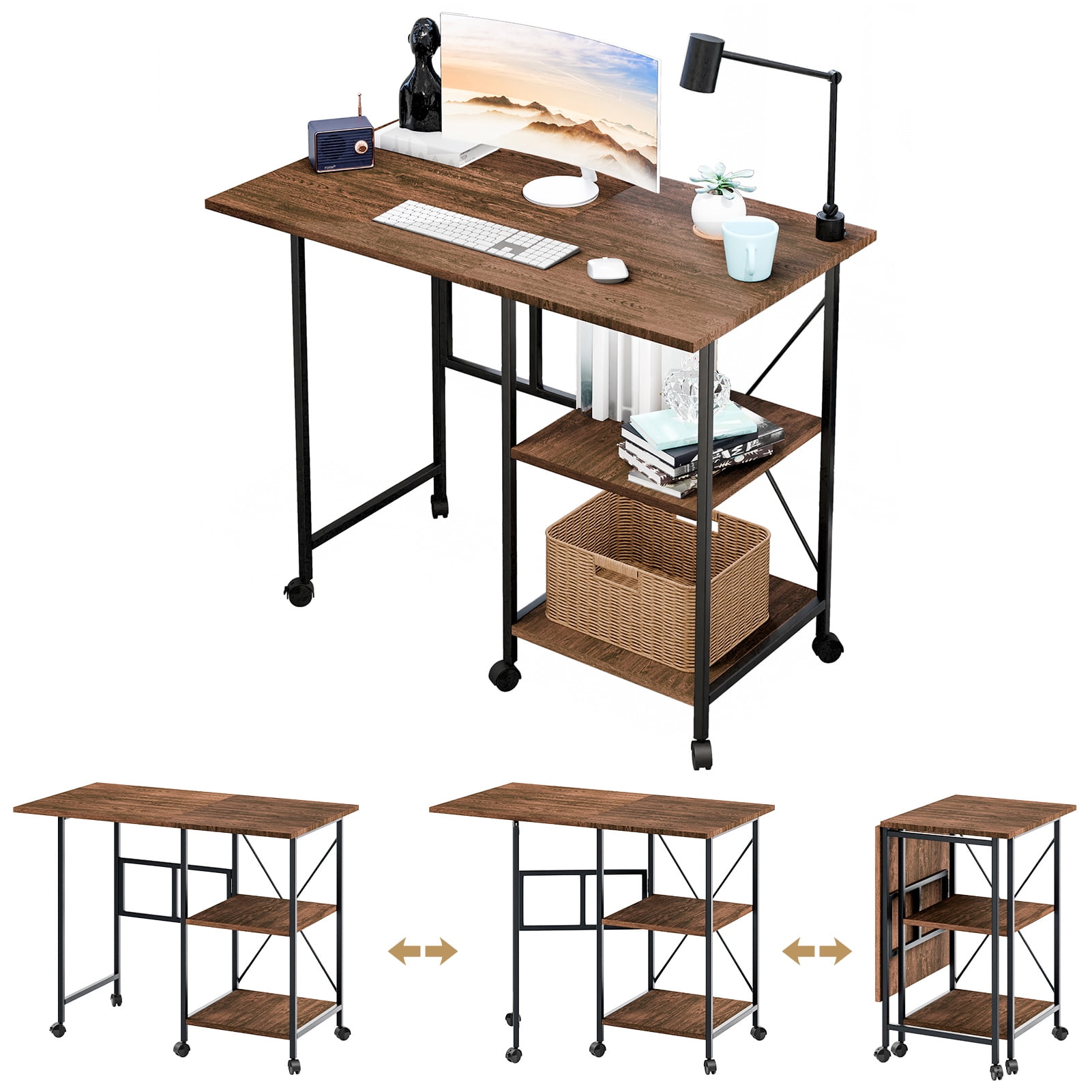 JNYSJ Office Desk, Foldable Computer Desk, Home Office Desk with ...