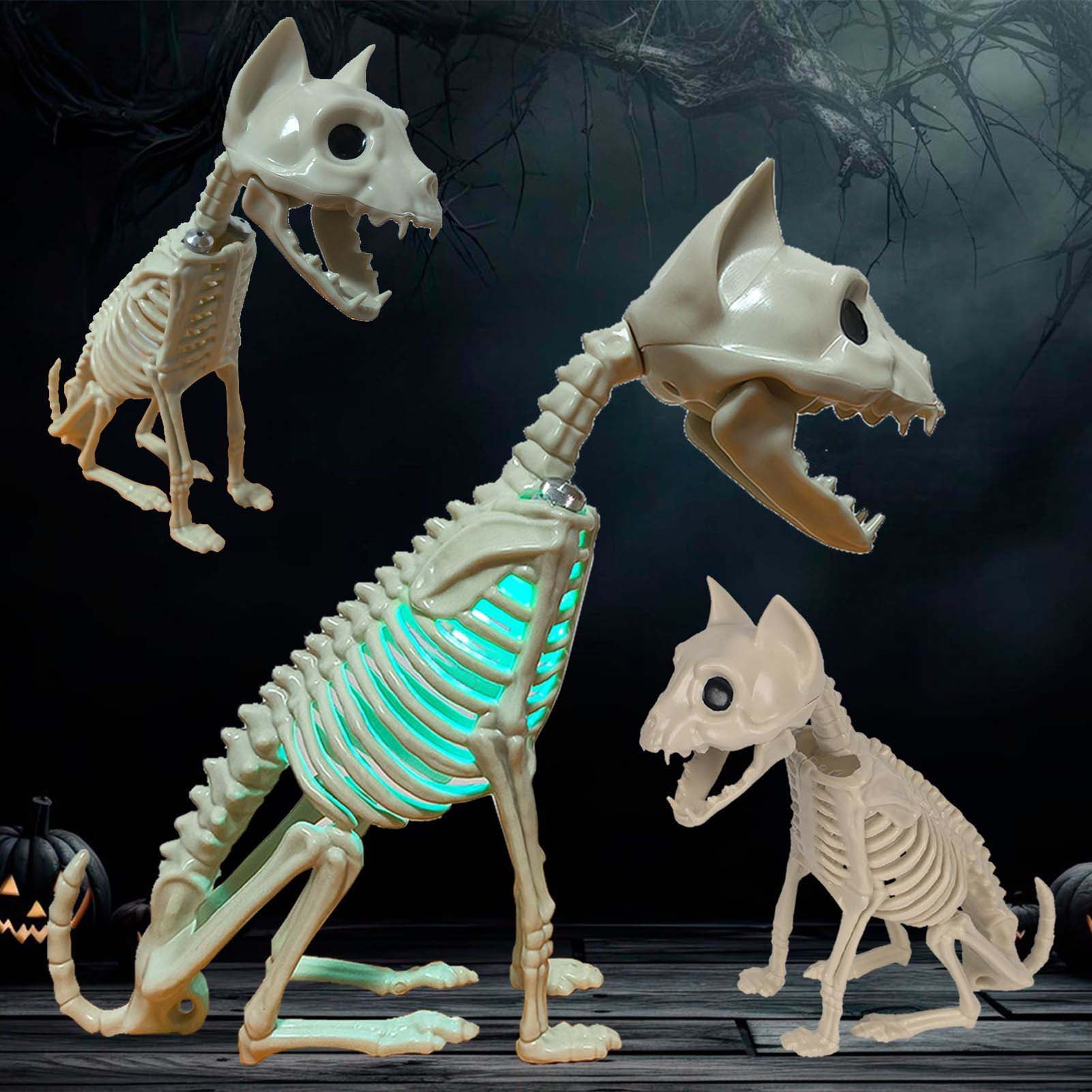 JNYSJB Halloween Skeleton Cat Decoration LED Light-up Kitten Bones with ...