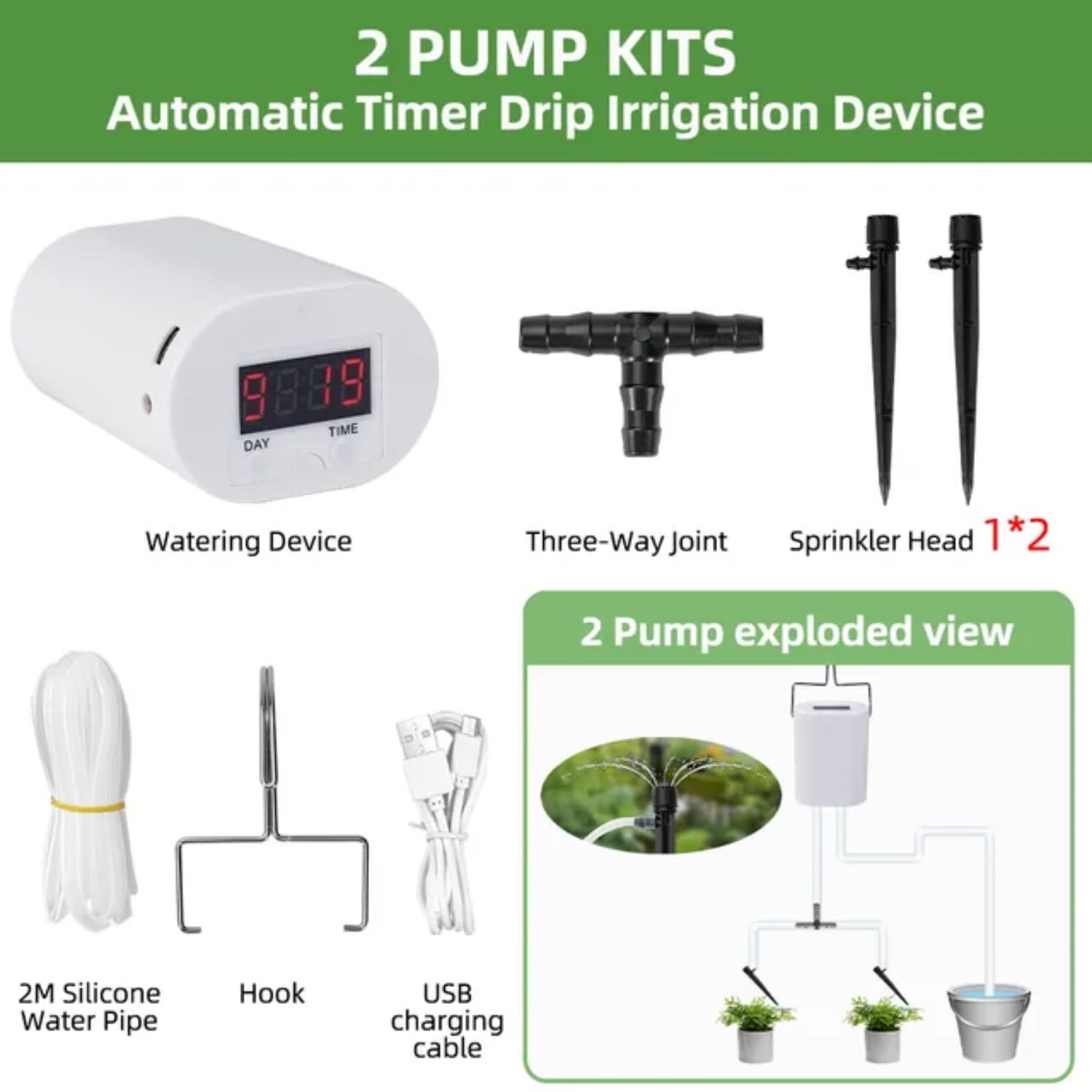 JNZHUA Efficient Ultimate Automatic Drip Irrigation System with 2/4/8 ...