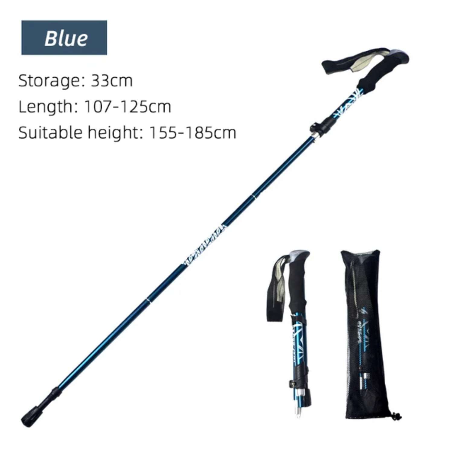 JNZHUA Portable 5 Section Nordic Telescopic Outdoor Fold Trekking Pole ...