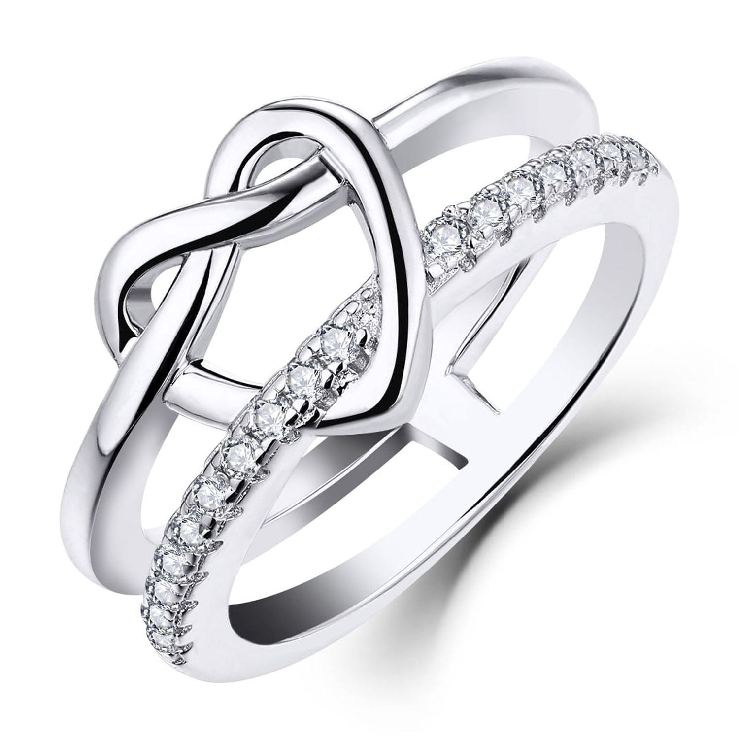 JO WISDOM 925 Sterling Silver Infinity Love Knot Heart Promise Ring for Her - Walmart.com