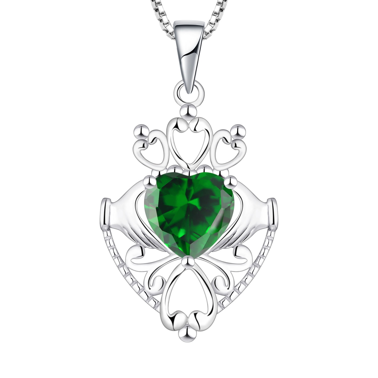 JO WISDOM 925 Sterling Silver Irish Celtic Heart Claddagh Pendant ...