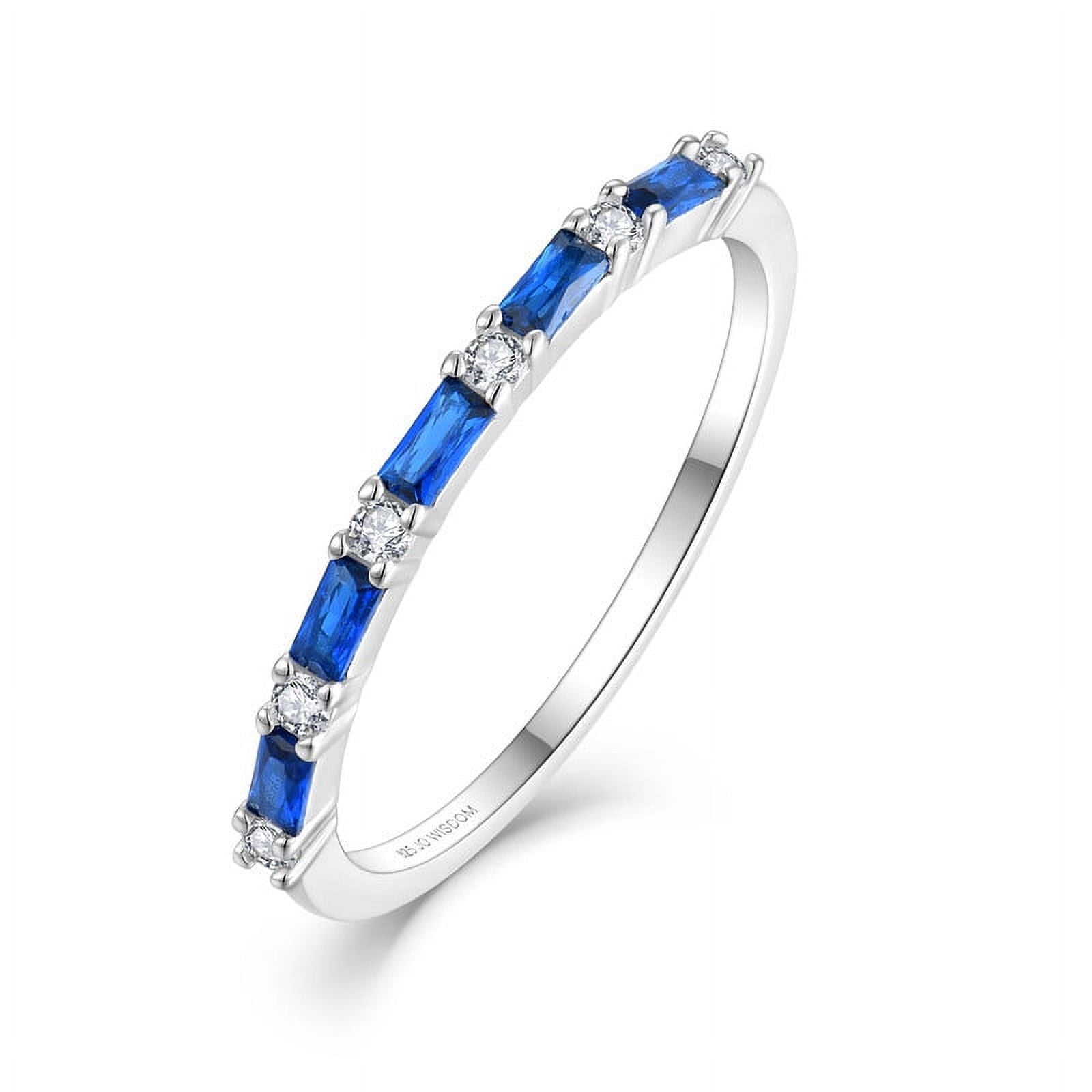 JO WISDOM 925 Sterling Silver Wedding Band for Women Thin Stacking Ring Half Cubic Zirconia ...