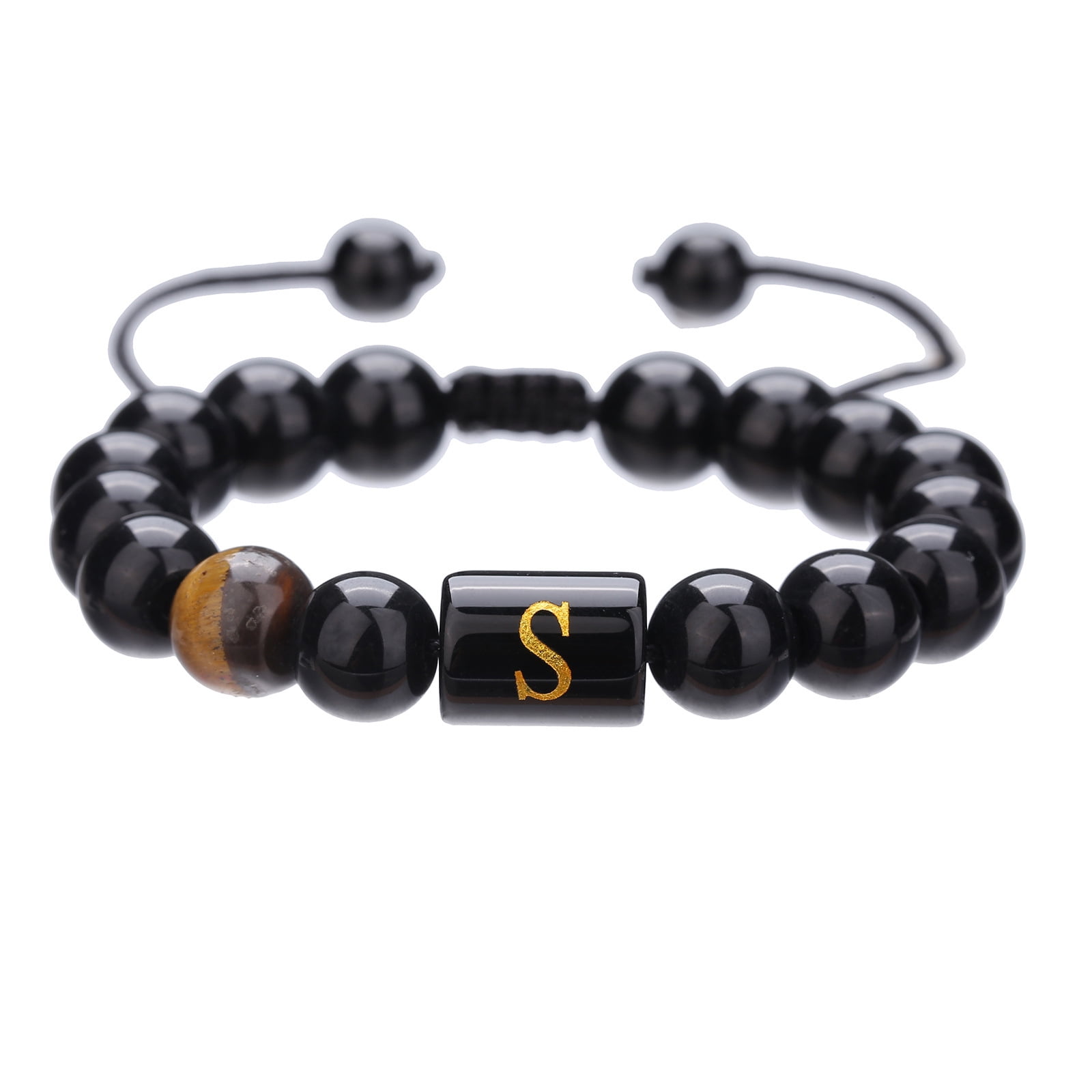 JO WISDOM A-Z Initials Bracelets for Men Letter Link Handmade Natural ...