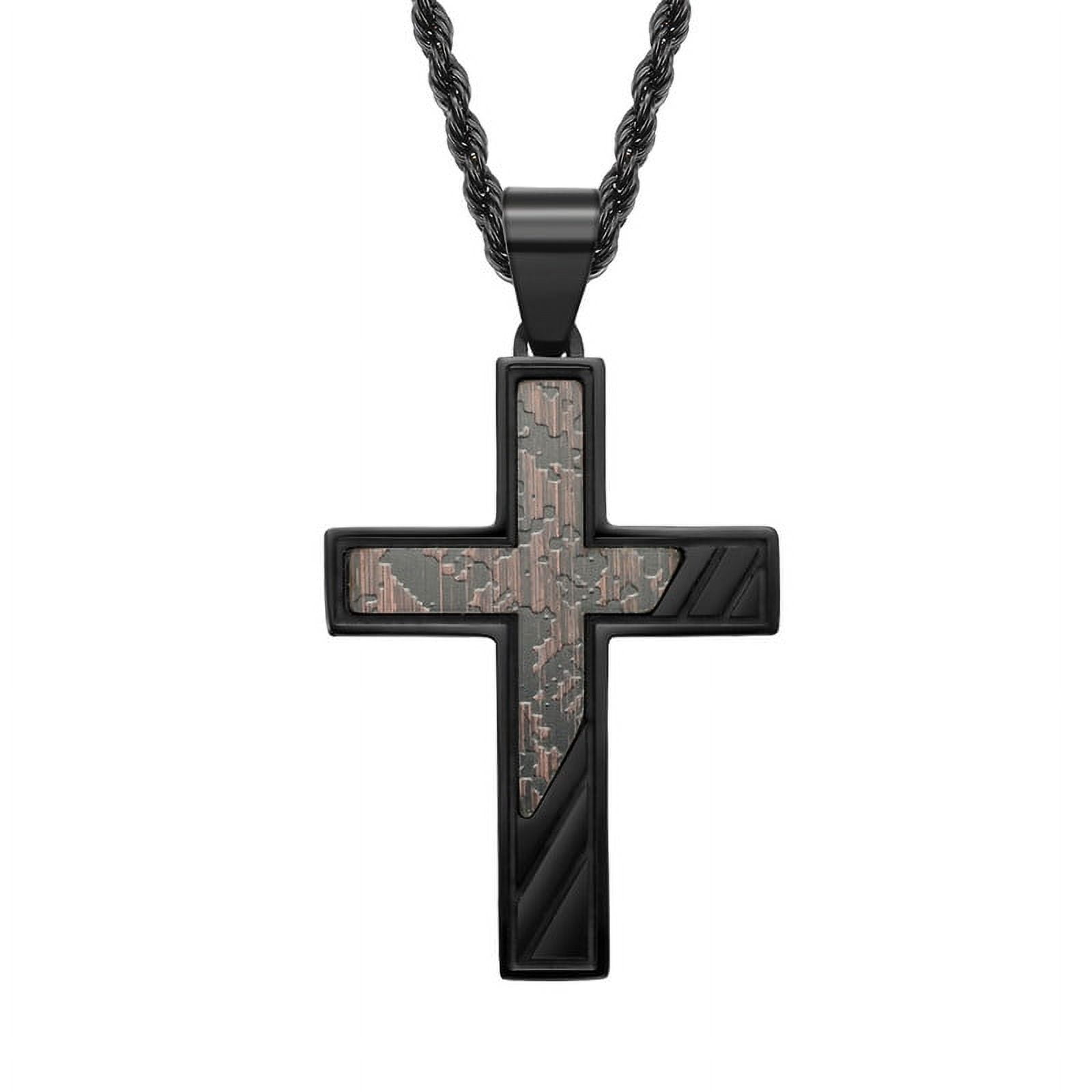 JO WISDOM Black Blue Cross for Men Necklace 316L Stainless Steel ...