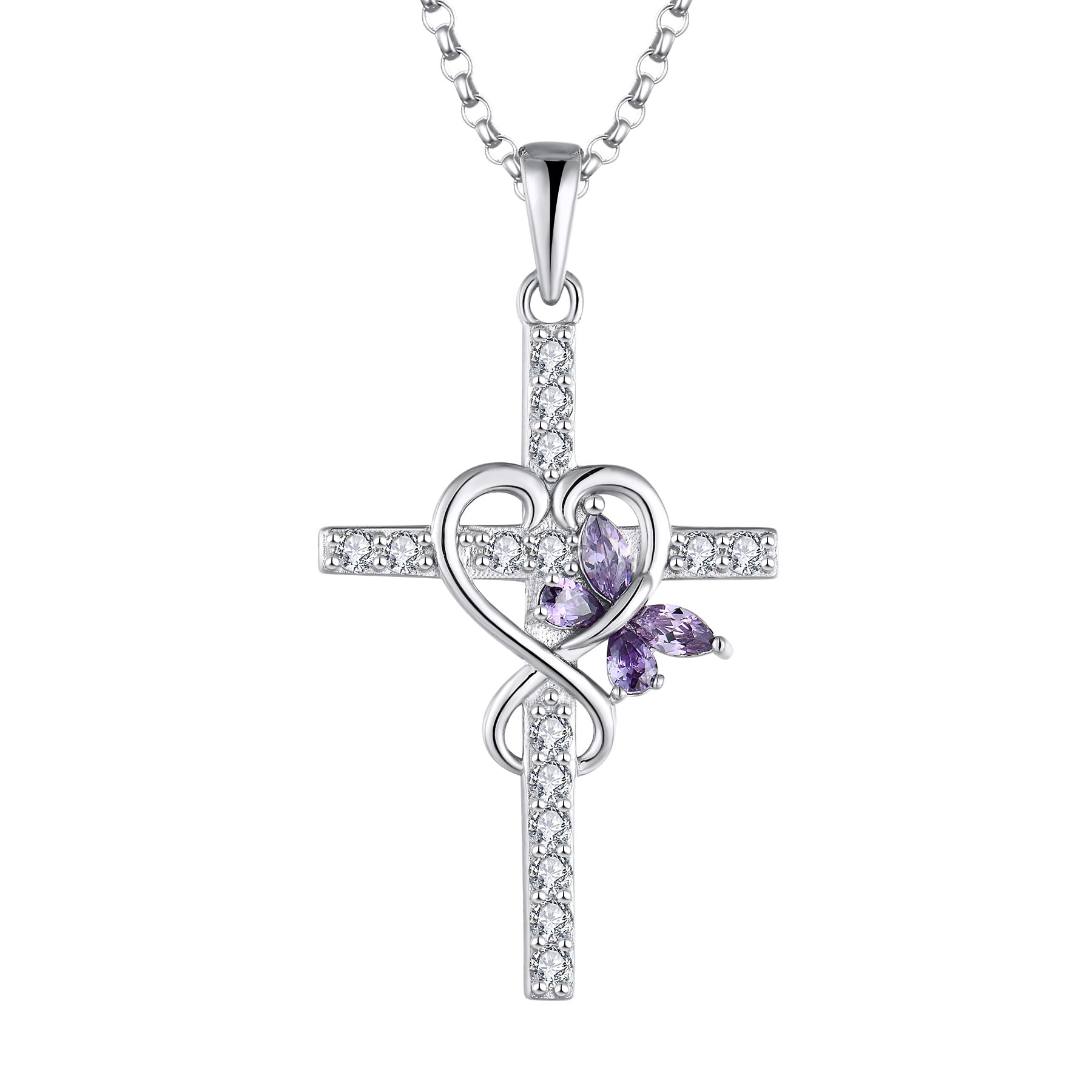 JO WISDOM Butterfly Cross Necklace 925 Sterling Silver Infinity Heart ...