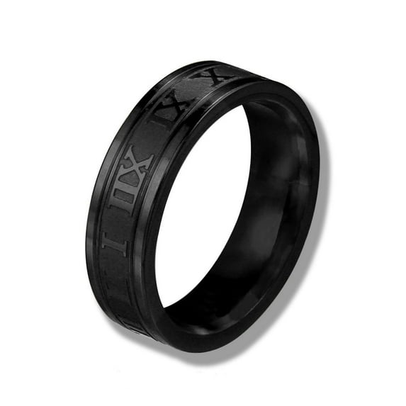 JO WISDOM Hip Hop Punk Titanium Steel Couple Ring Stainless Steel Roman ...