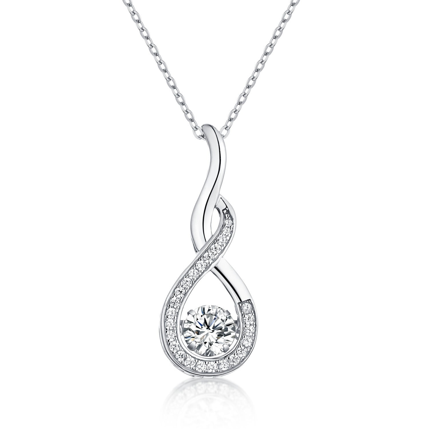 JO WISDOM Infinity Necklaces,925 Sterling Silver Cubic Zirconia ...