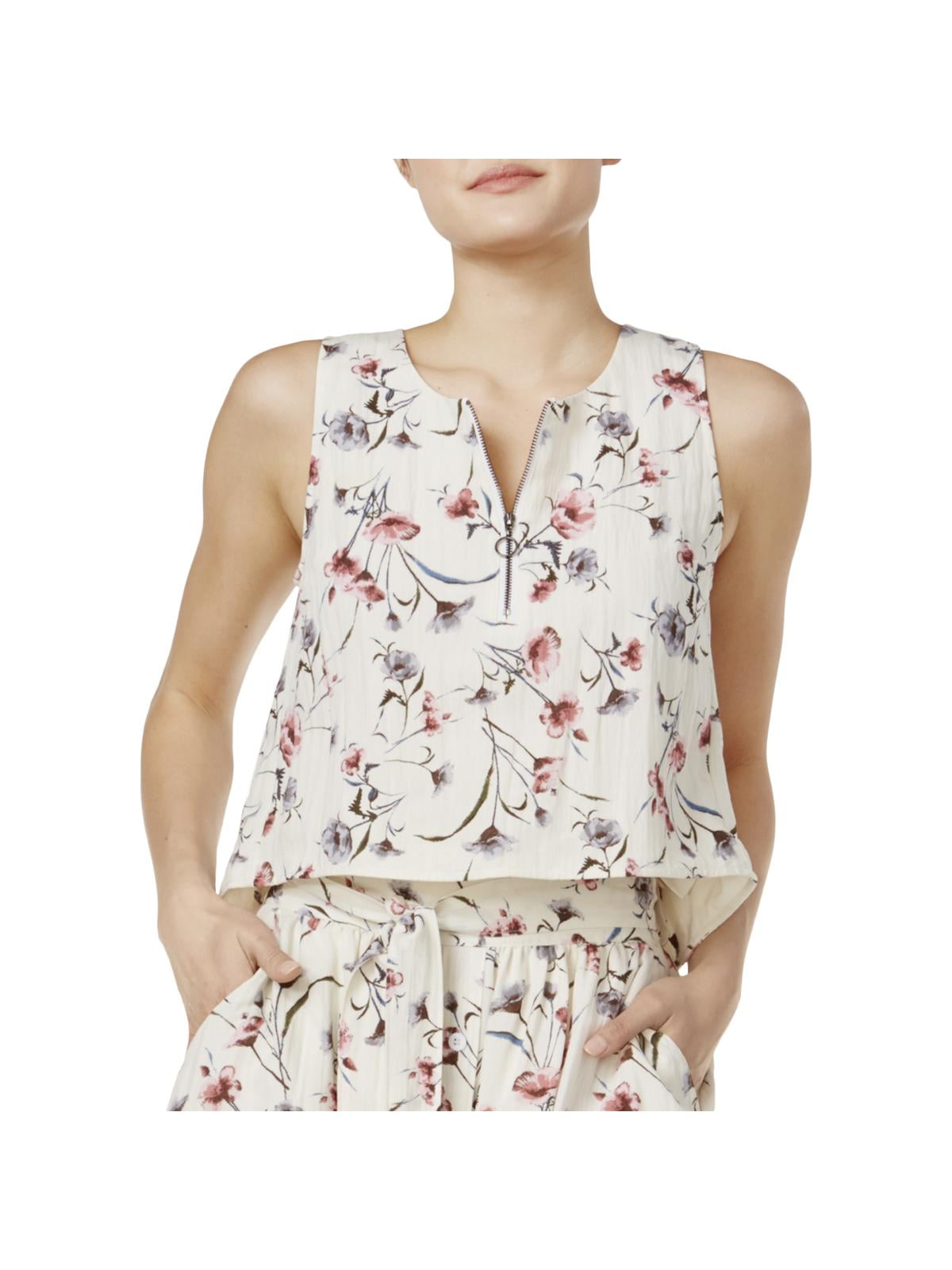 JOA Womens Open Back Floral Printed Crop Top - Walmart.com