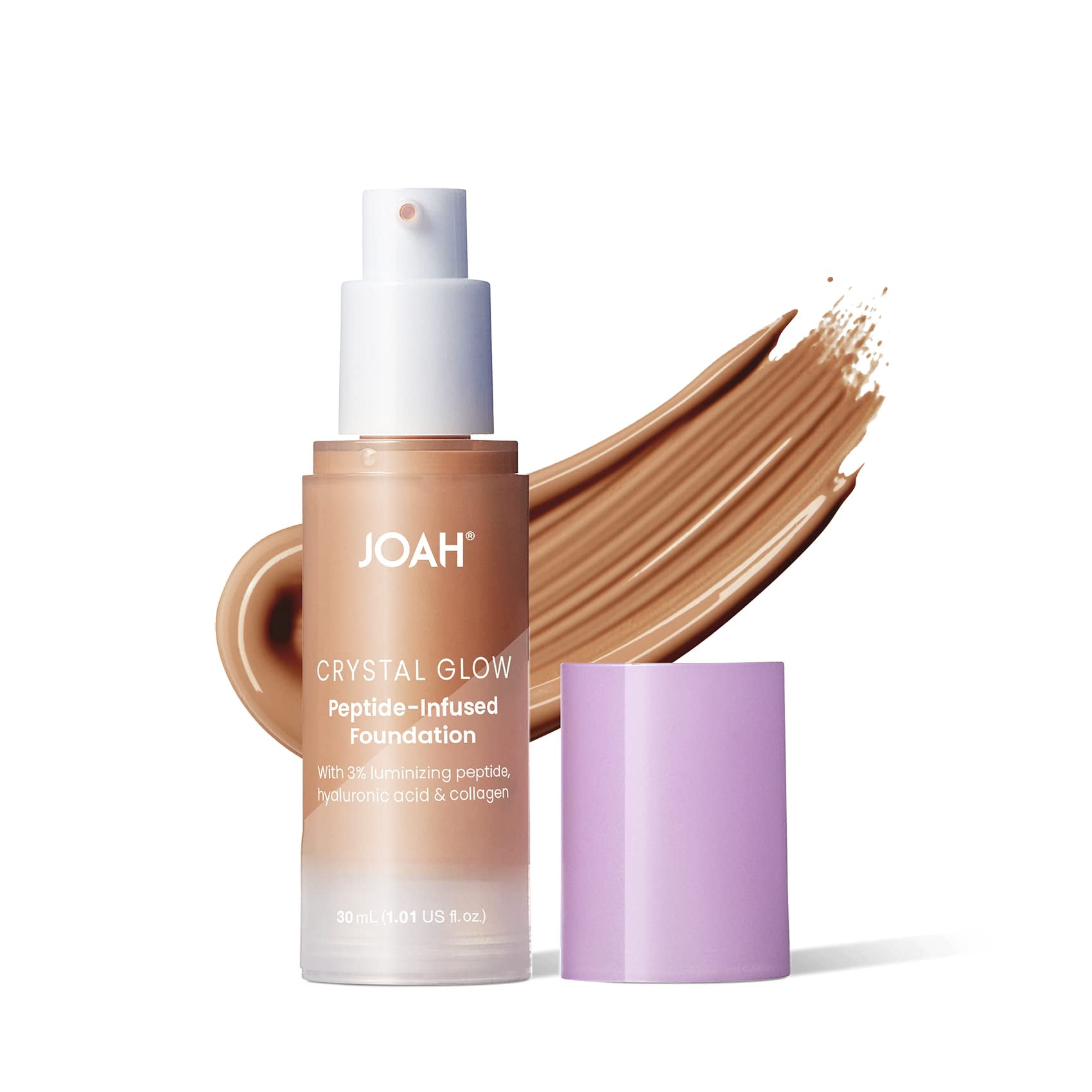 JOAH Crystal Glow Peptide-Infused Foundation, 2-in-1 Multitasking Korean Makeup with Blurring ...