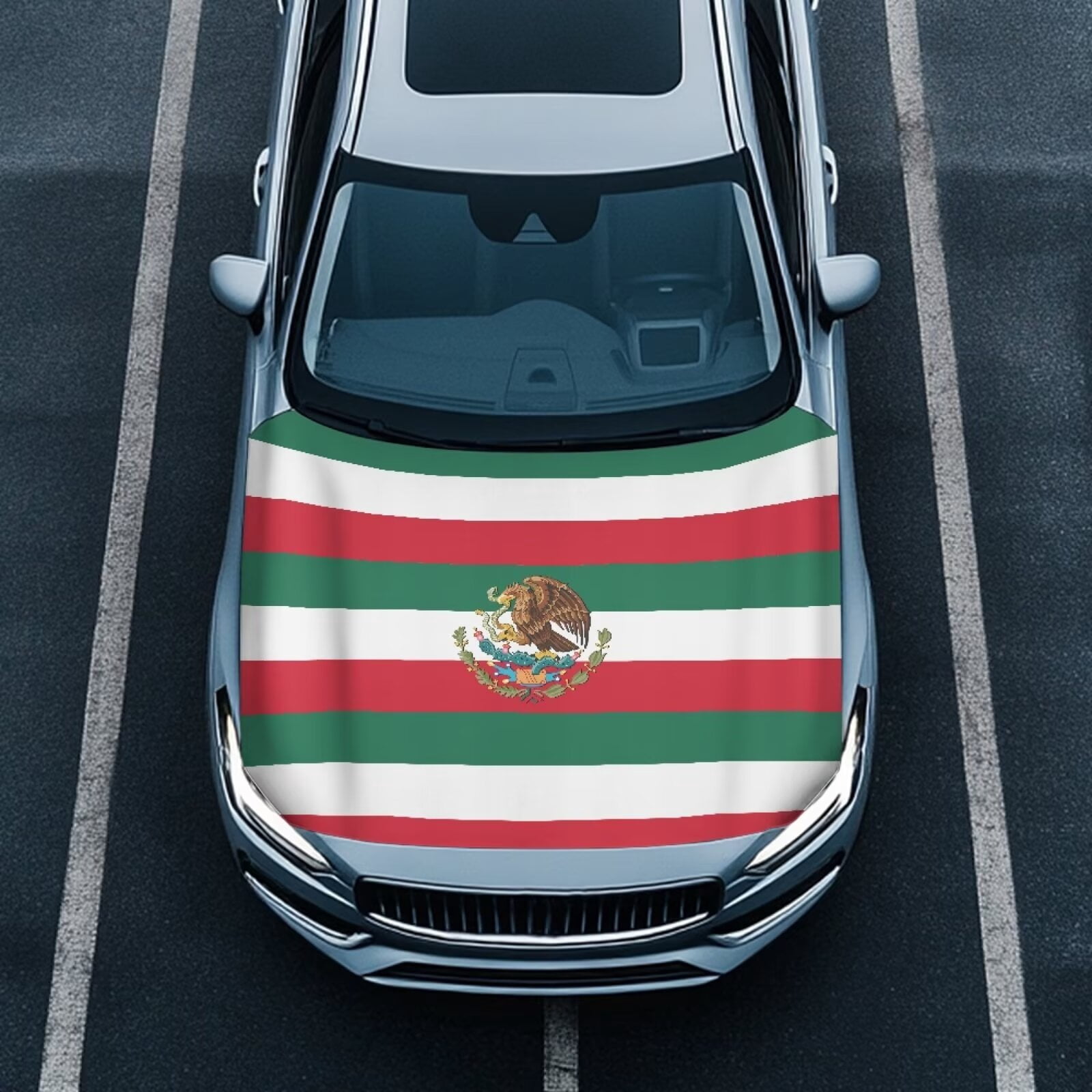 KUIFORTI Mexican Flag Hood Cover Reusable Car Hood Cover Protector ...