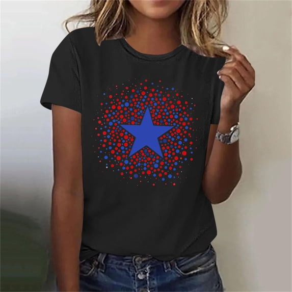 JOANKDMI American Flag Womens Shirt Memorial Day Crewneck Loose Fit 4th ...