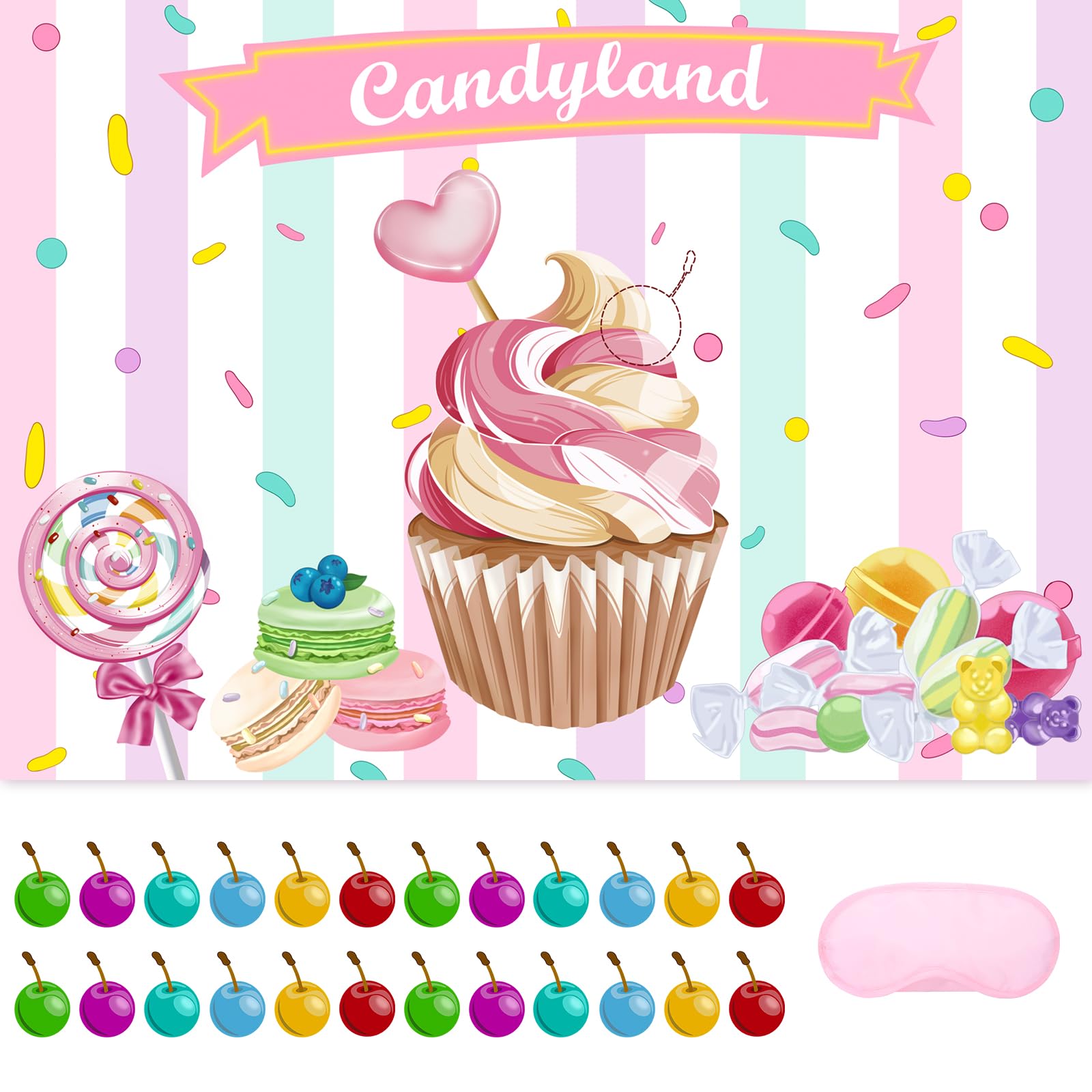 JOARHONAL Pin the Cherry ZS23 on the Cupcake - Candyland Party Games ...