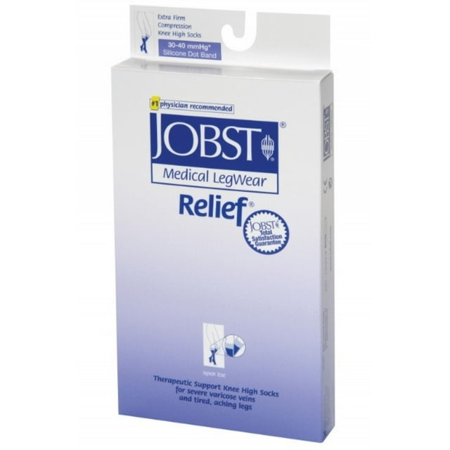 JOBST Relief Compression Knee High, 30-40 mmHg Closed Toe, Black, Large ...