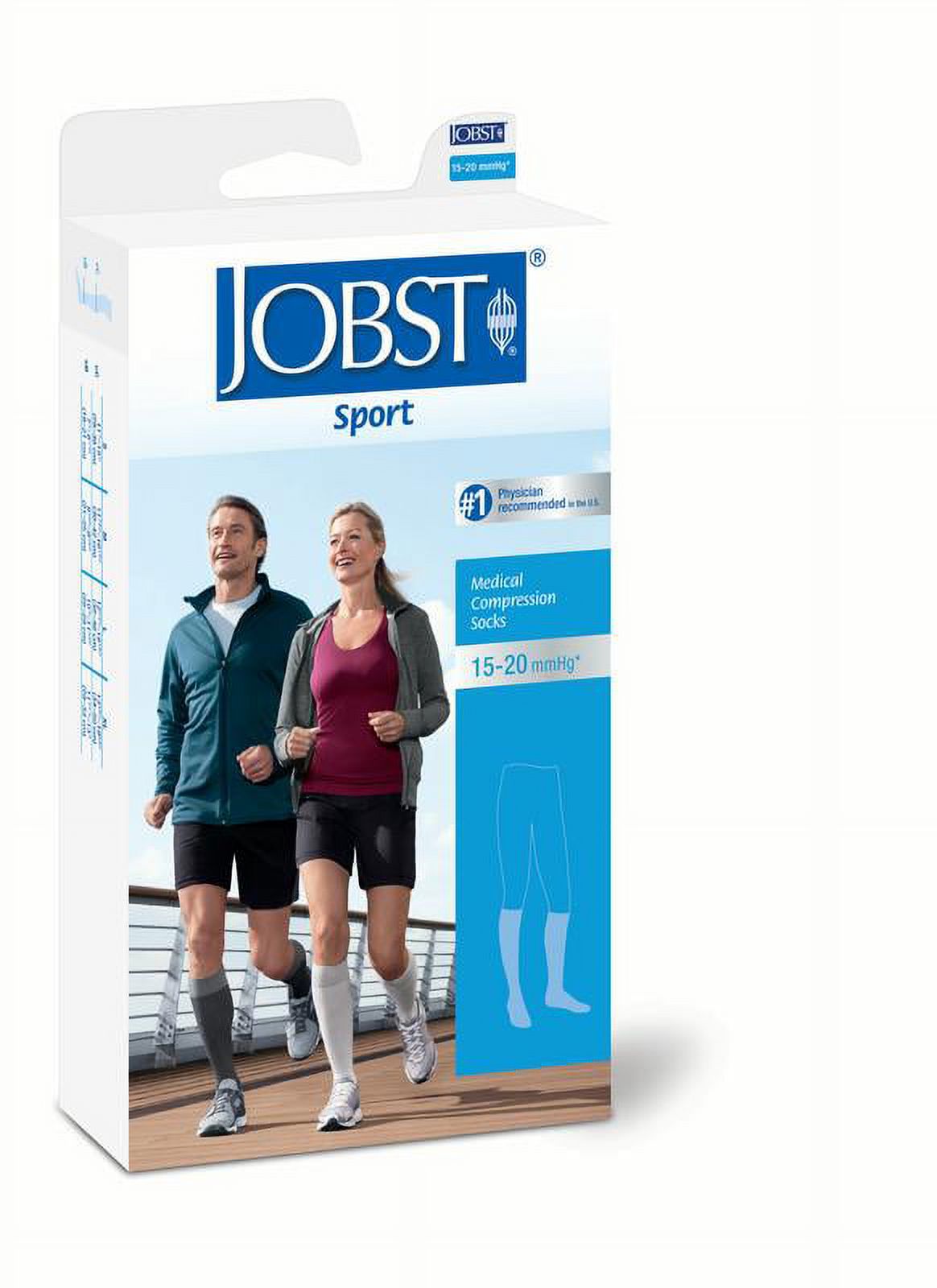 JOBST Sport Knee High 15-20 mmHg Closed Toe - White/Gray Medium ...