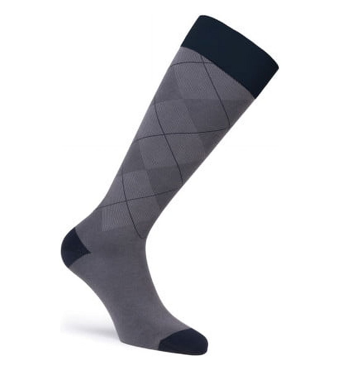 Jobst Style Soft Fit Knee High Socks- 15-20 mmHg Long Full Argyle Grey ...