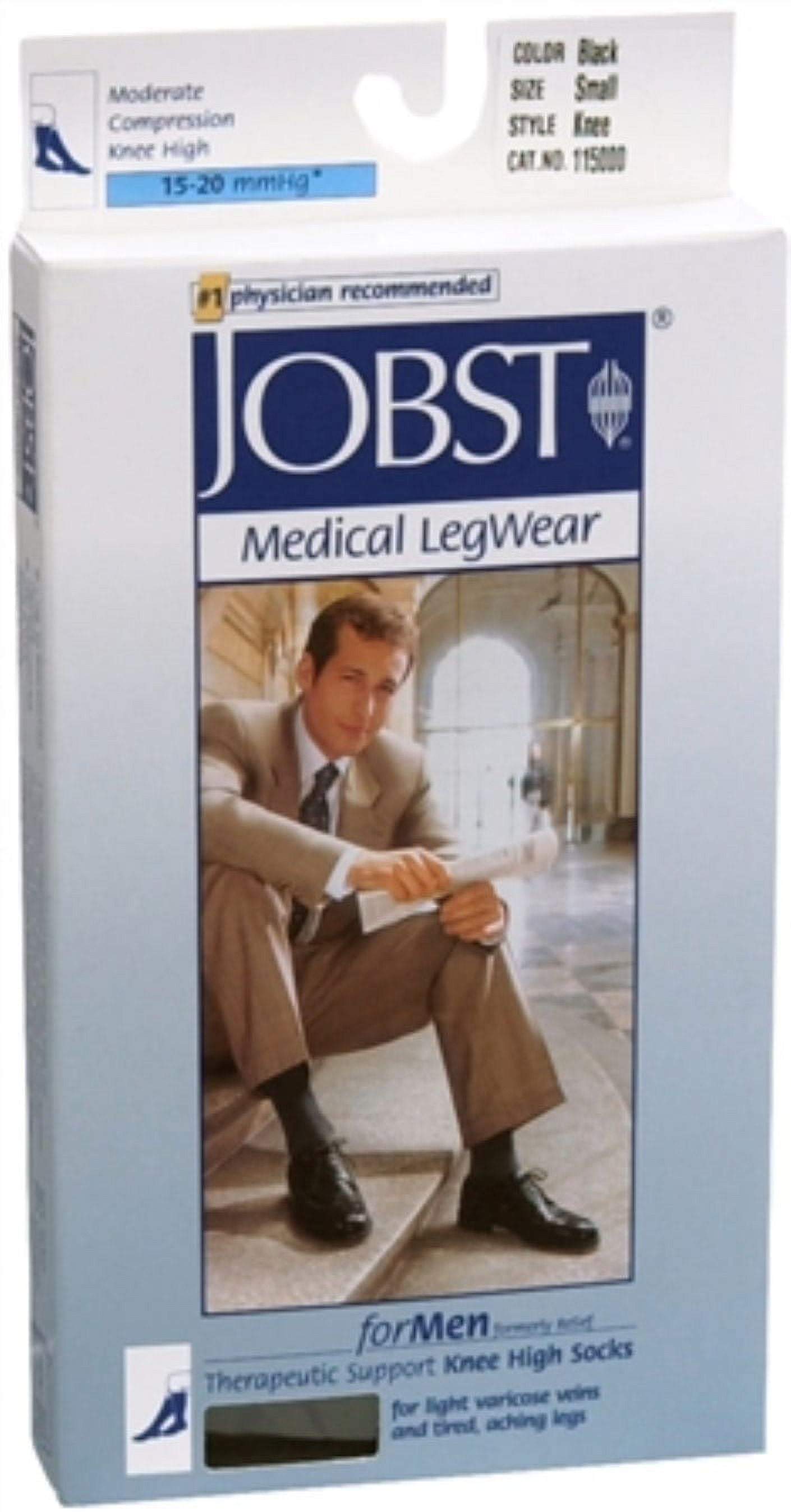 Jobst for Men Ribbed 15-20 Knee High Compression Socks Black Small ...