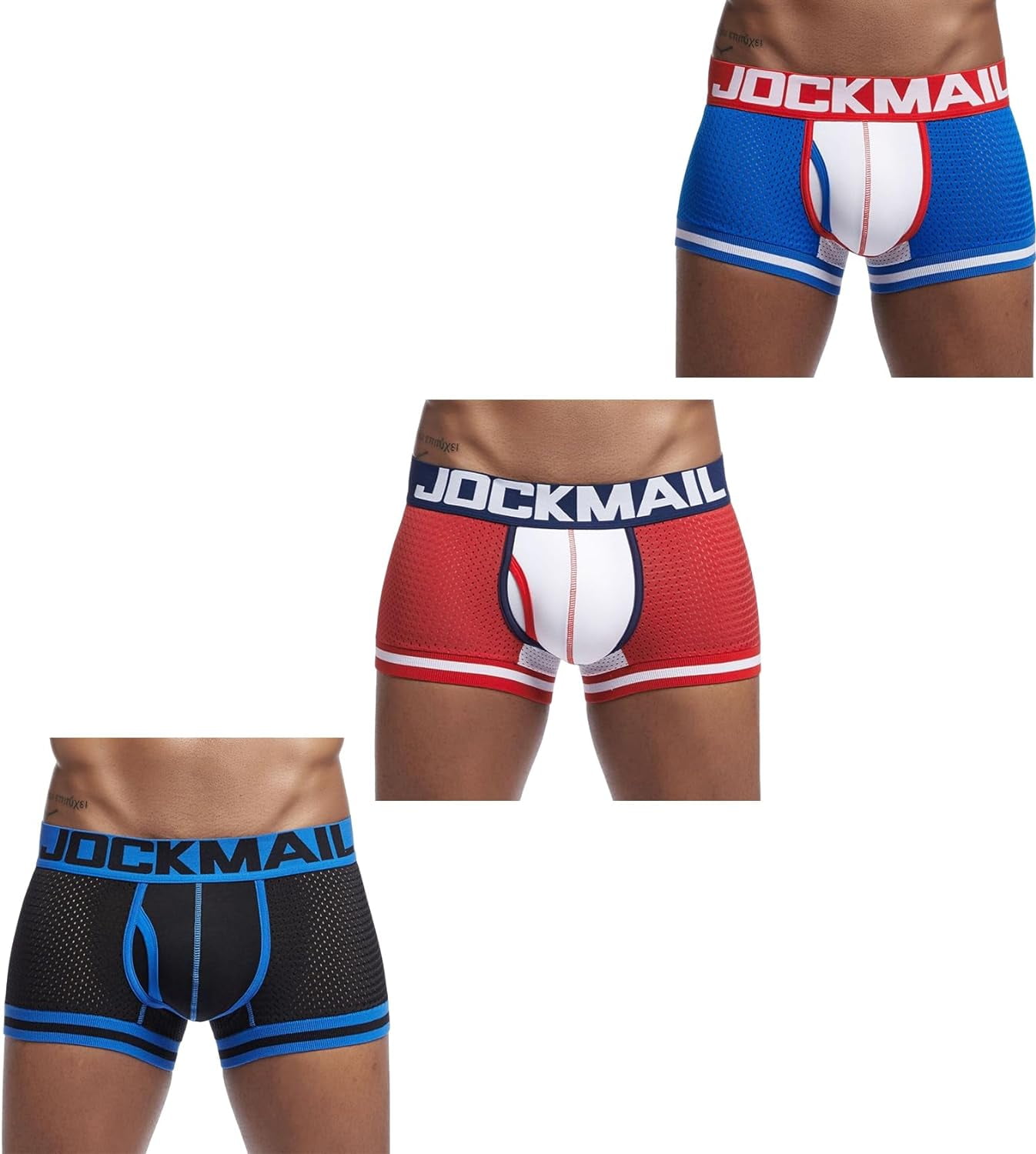 JOCKMAIL 3PCS/PACK Men's Boxer Briefs Mesh Underwear Mens Sport ...
