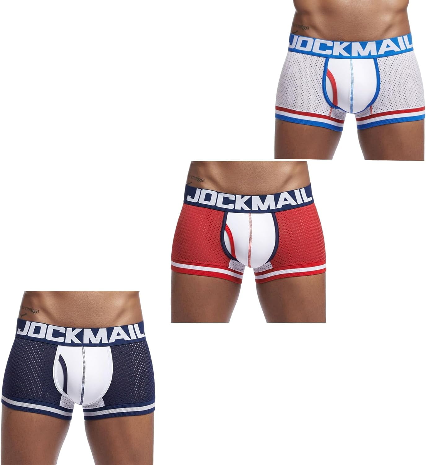 JOCKMAIL 3PCS/PACK Men's Boxer Briefs Mesh Underwear Mens Sport ...