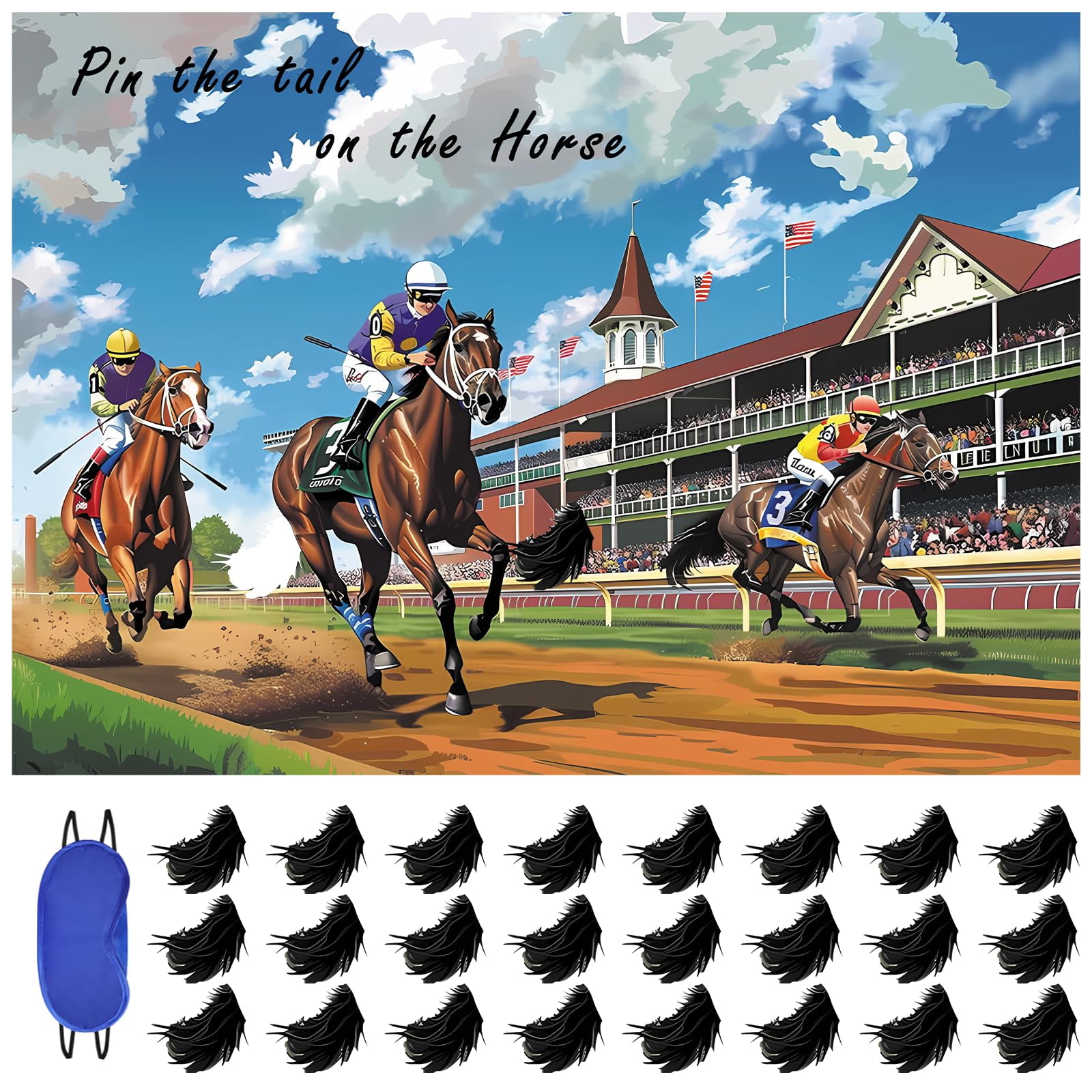 JOCOPUERTO Pin The Tail on The Race Horse - Horse Racing Birthday Party ...