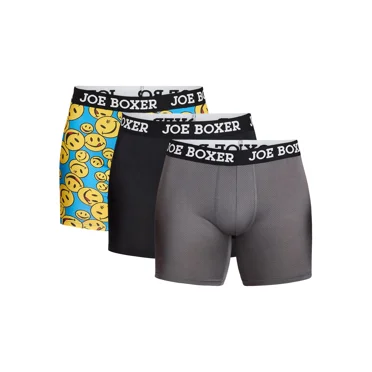 No Boundaries Men’s Tag-Free Printed Stretch Boxer Briefs, 3-Pack ...