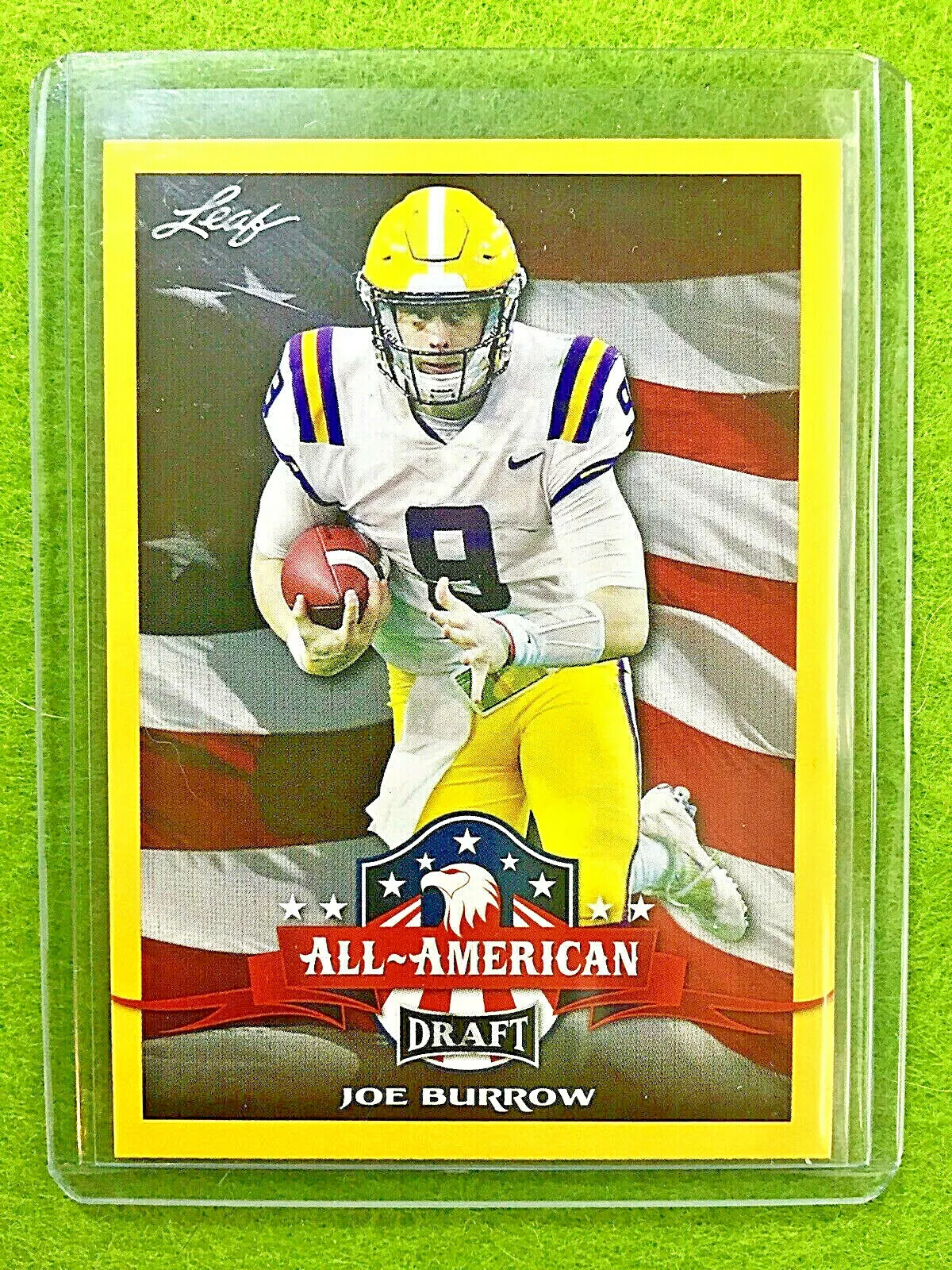 JOE BURROW ROOKIE CARD JERSEY #9 LSU 2020 Leaf Football All American ...