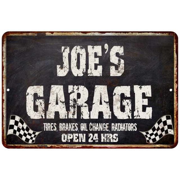 JOE'S Garage Black Grunge Sign 8 x 12 Matte Finish Metal 108120005015 ...