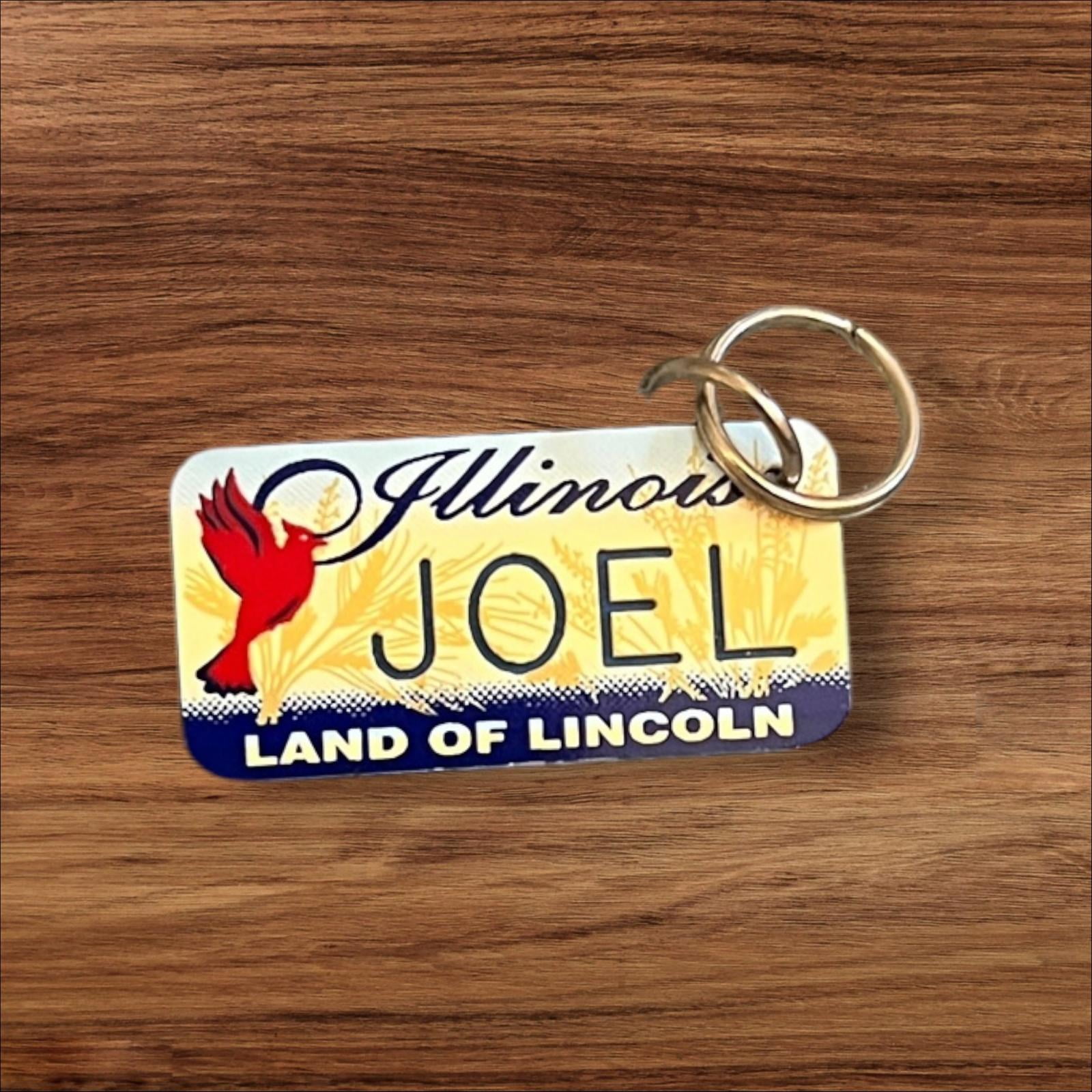 JOEL Name Keychain License Plate Illinois Land of Lincoln Great Gift 2 ...