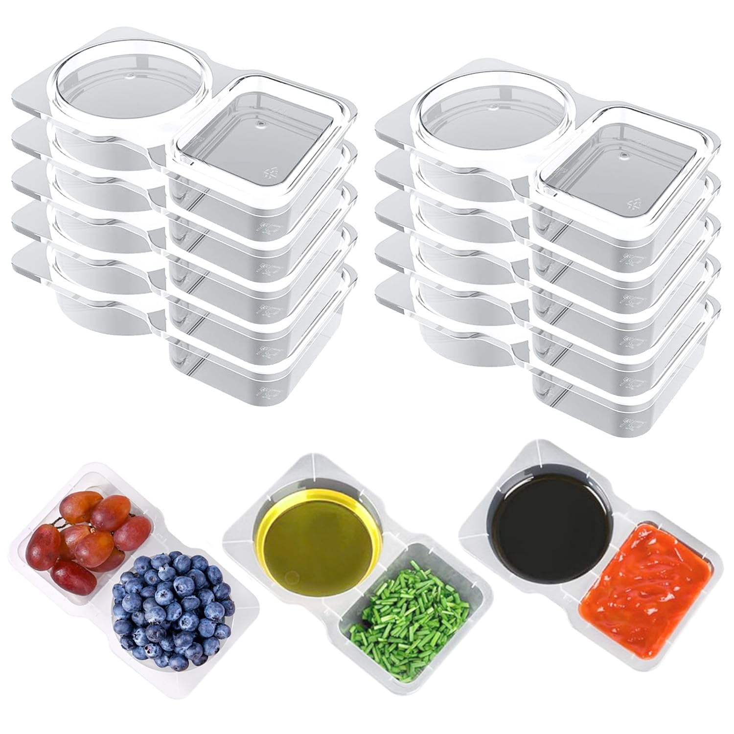 JOELY Double Compartment Condiment Container, 2025 Upgarde Reusable ...