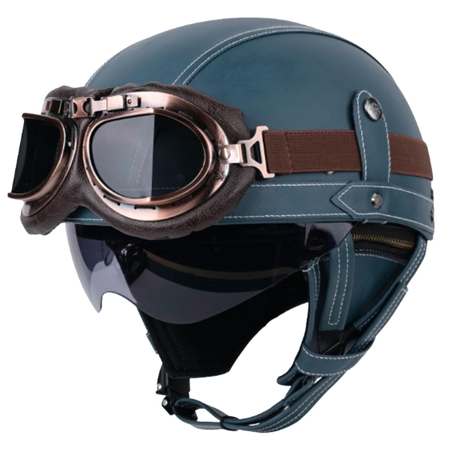 JOELY Motorcycle Half Helmets DOT Approved,Retro Leather Open Face ...