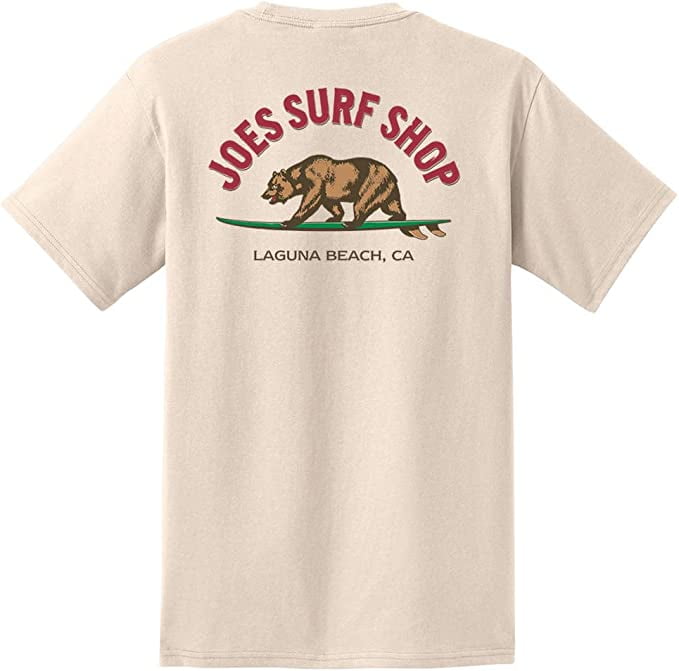 JOES SURF SHOP Men's Surfing Bear Logo Heavyweight Pocket T-Shirt-M ...