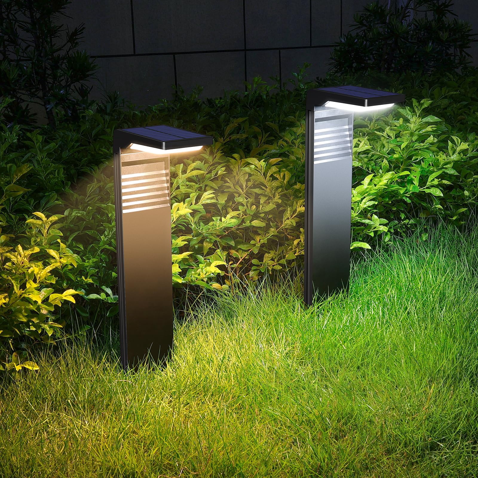 JOFIOS Solar Pathway Lights 2 Pack with Warm White and Cool White Mode ...