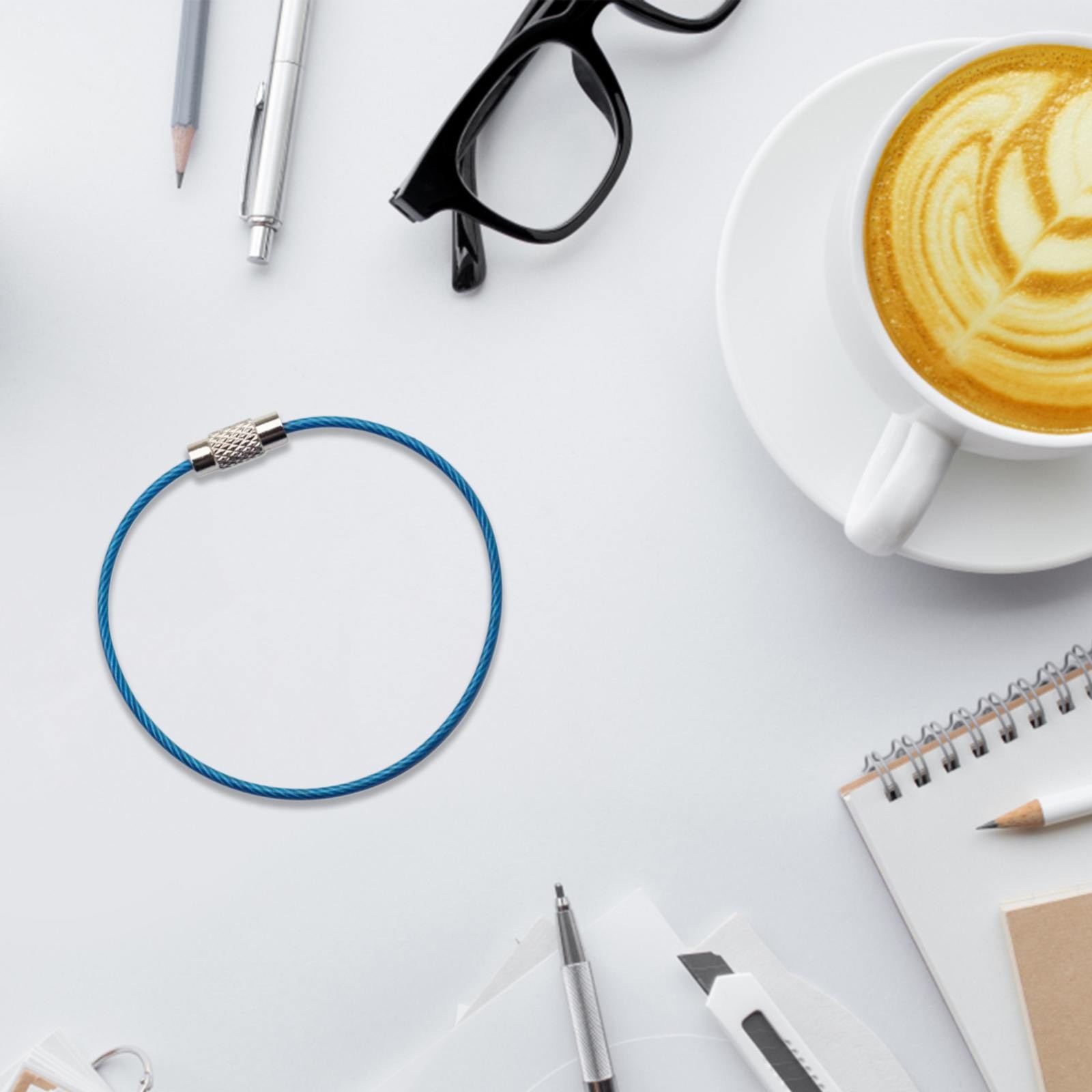 JOFOW Keychains Color Plastic Wrap Steel Wire Rope Key Ring Key Ring ...