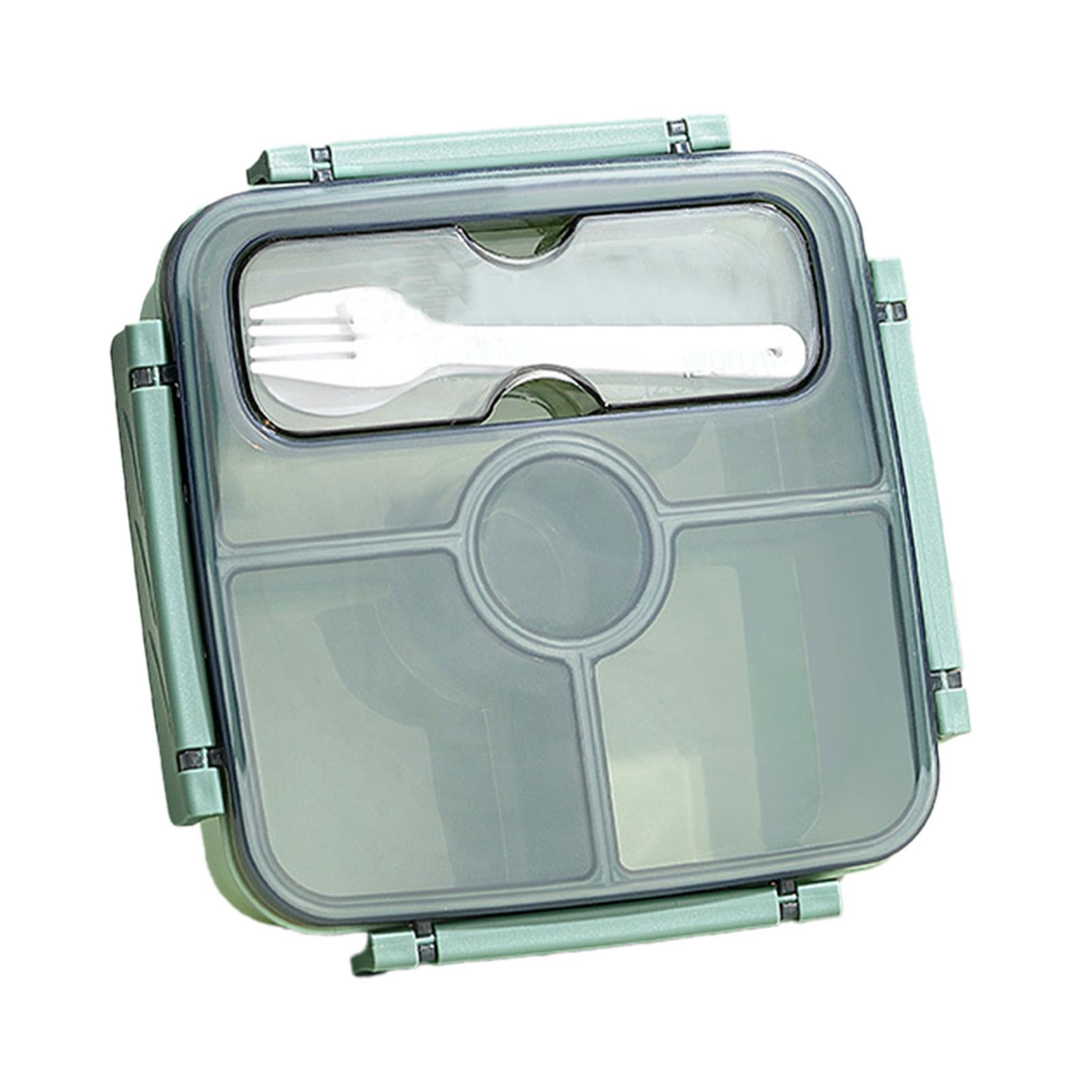 JOGZMZ Bento Box, 4-Compartment 1200ML Leak-Proof with Spoon & Fork ...