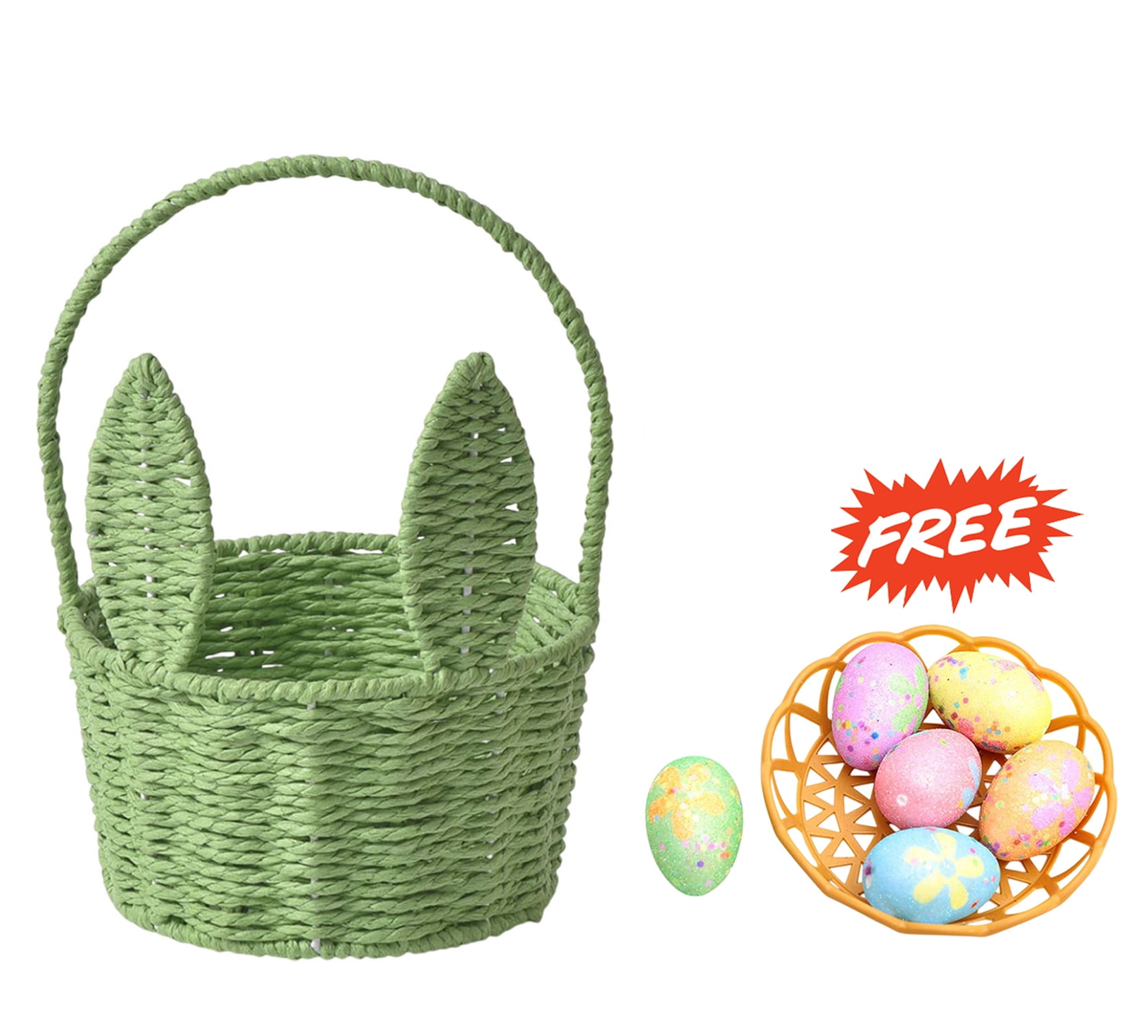 JOGZMZ Easter Bunny Basket Set with 6 Decorative Easter Eggs - Extra ...
