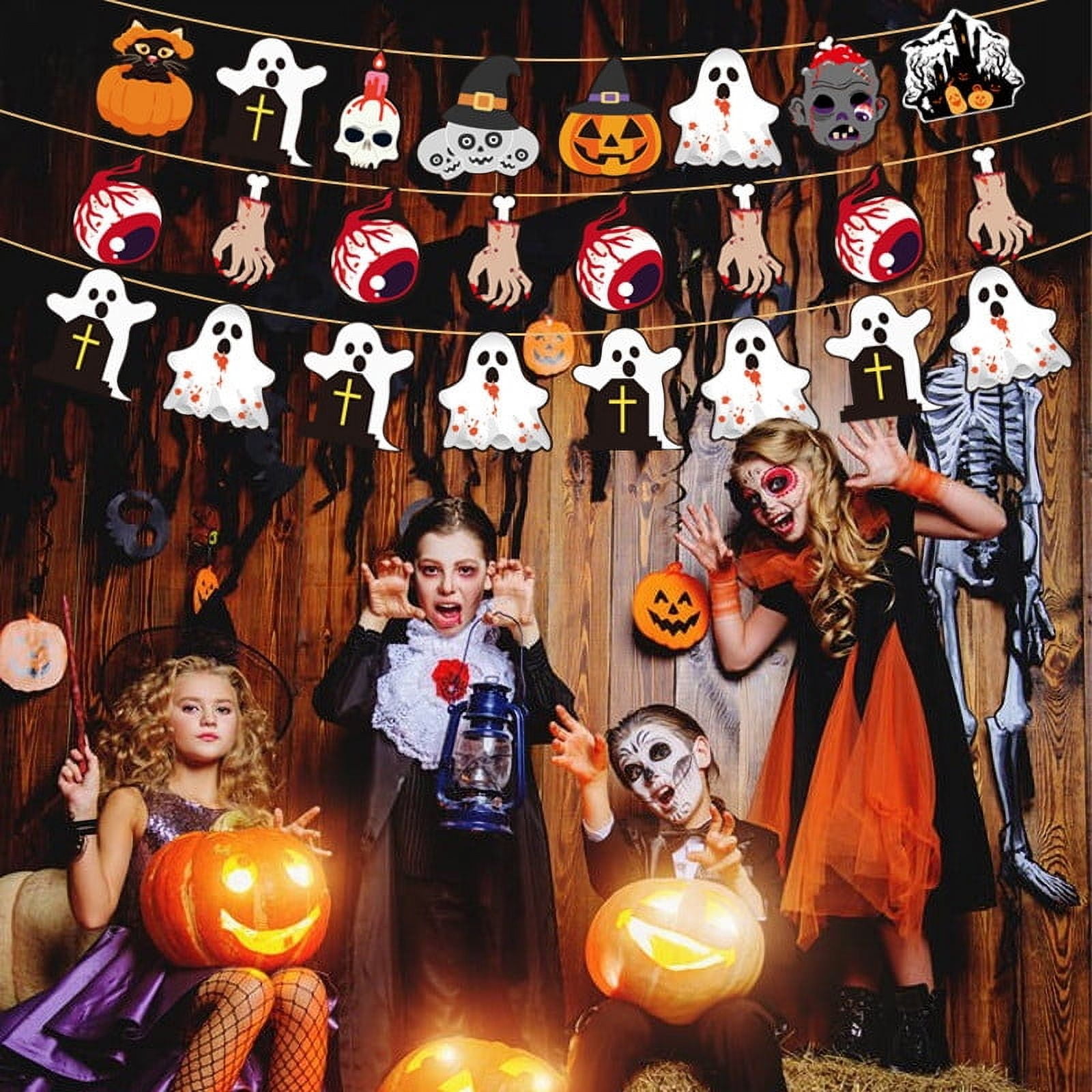 JOGZMZ Halloween Decorations 32Pcs - Assorted Hanging Banners, Ghost ...