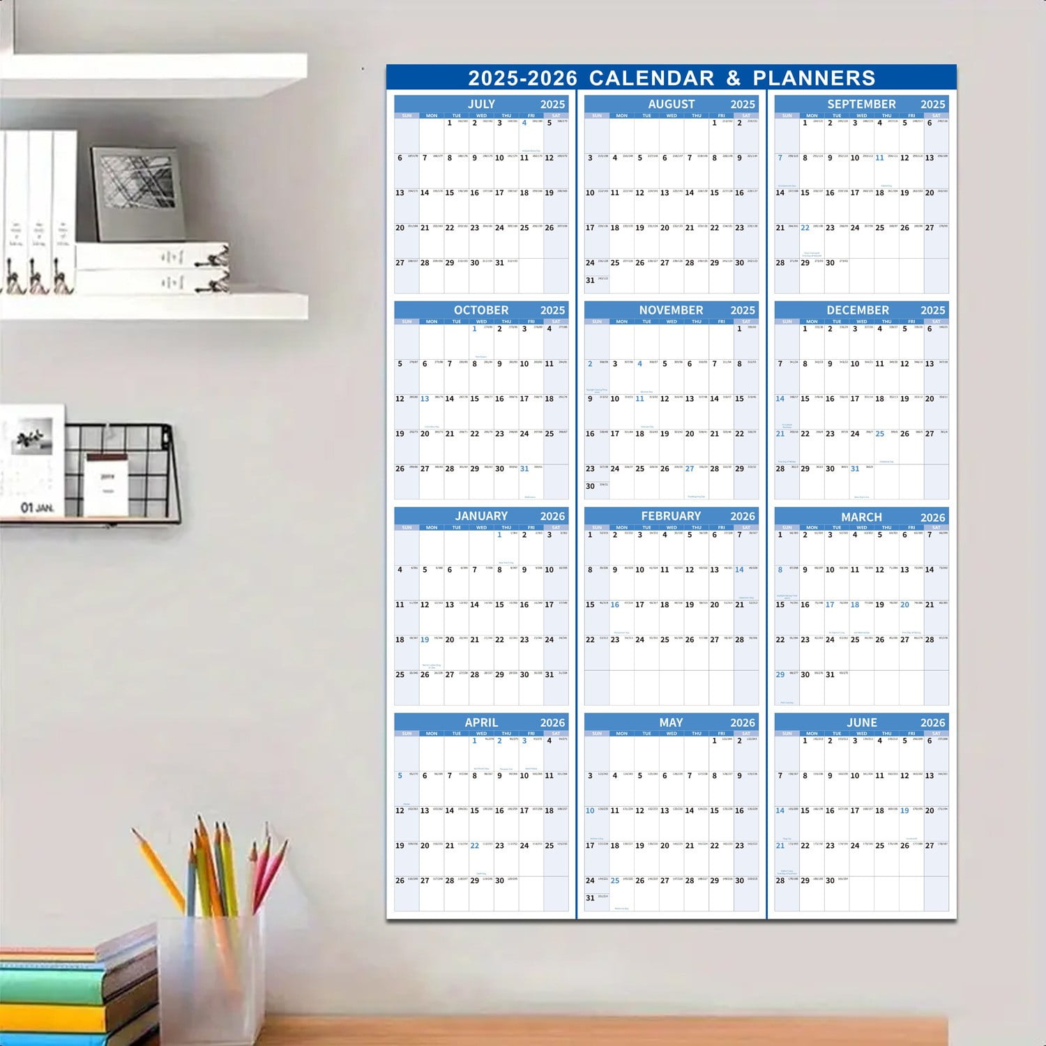 JOGZMZ July 2025 - June 2026 Double Sided Erasable Wall Calendar ...