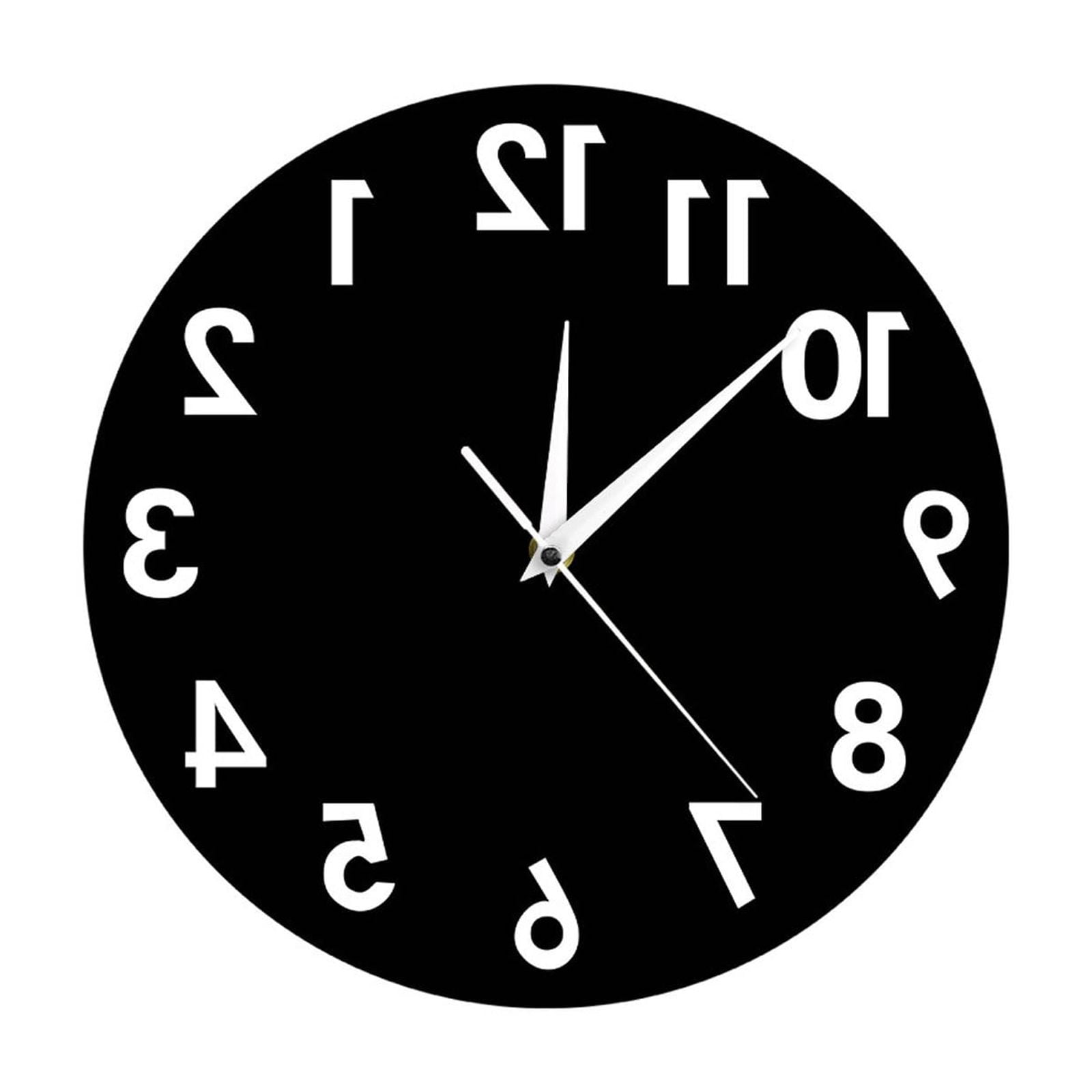 JOGZMZ Reverse Wall Clock Black White Counterclockwise Walking Wall ...