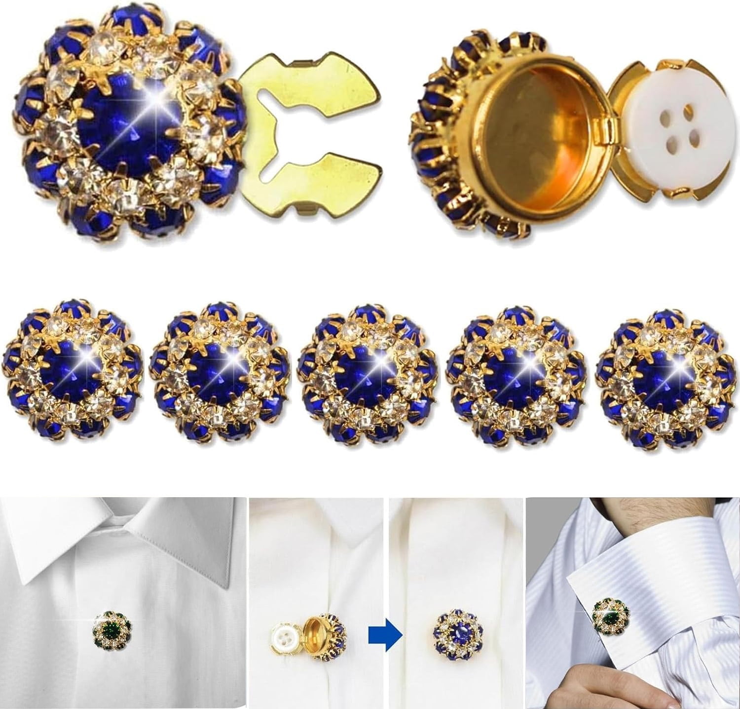 JOGZMZ Rhinestone Button Covers, Crystal Button Covers for Women ...