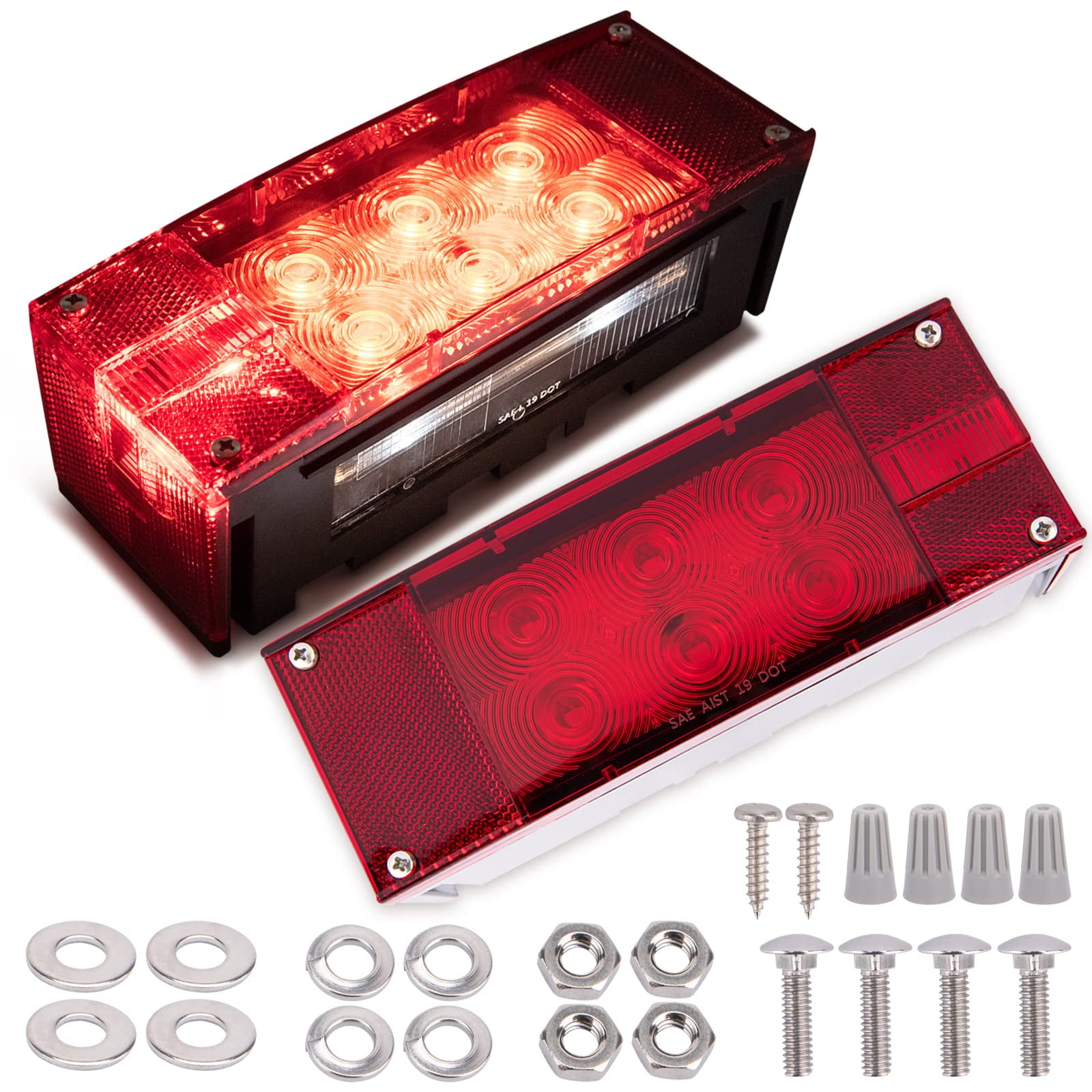 JOHAHTANG 12V Led Submersible MMF7 Low Profile Rectangular Trailer ...