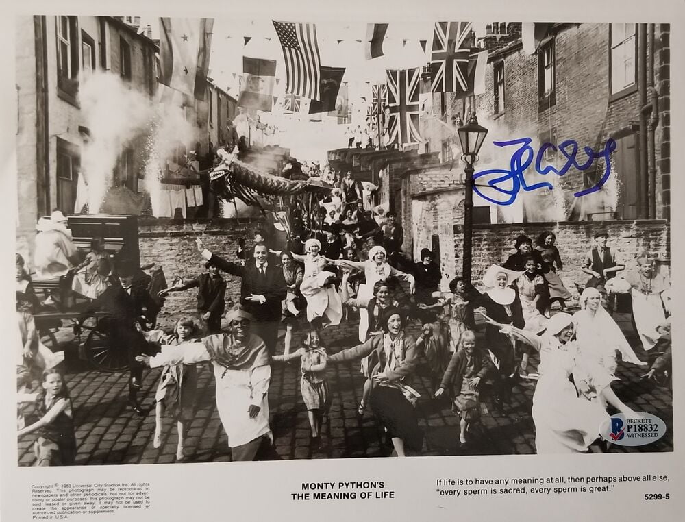 JOHN CLEESE Signed MONTY PYTHON AND THE MEANING OF LIFE B/W 8X10 Photo ... JOHN CLEESE Signed MONTY PYTHON AND THE MEANING OF LIFE B/W 8X10 Photo ...