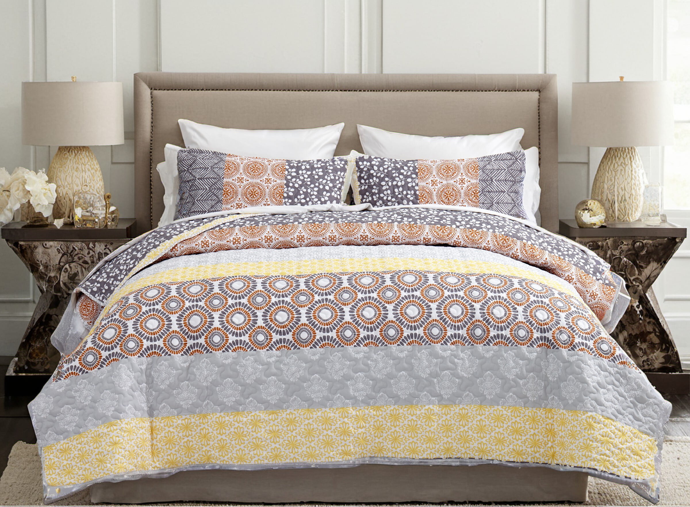 JOHNPEY Boho Striped Pattern King Comforter Set Floral Colorful ...