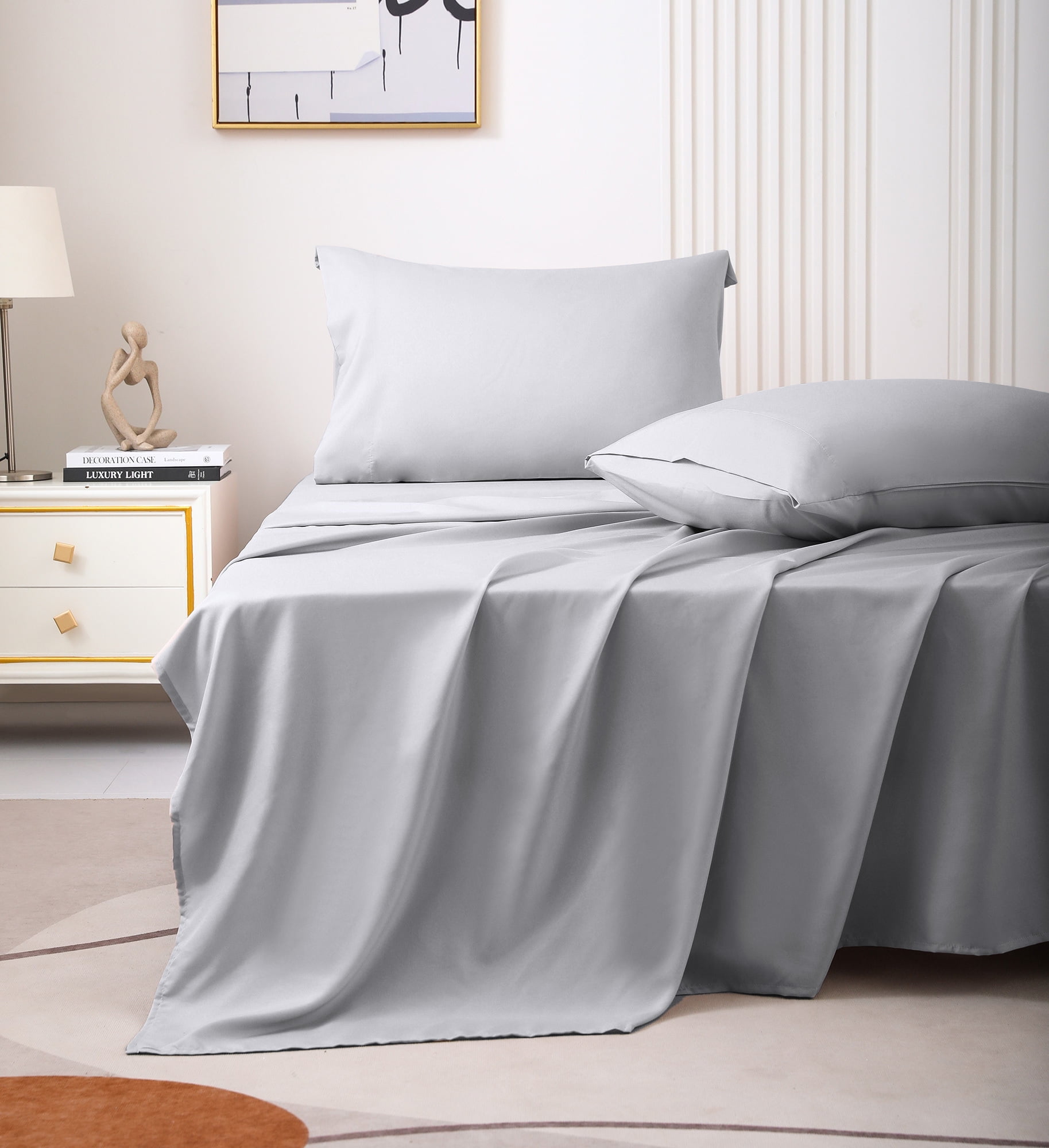 JOHNPEY King Bed Sheets Set,18" Deep Pocket Bed Sheets with Fitted ...