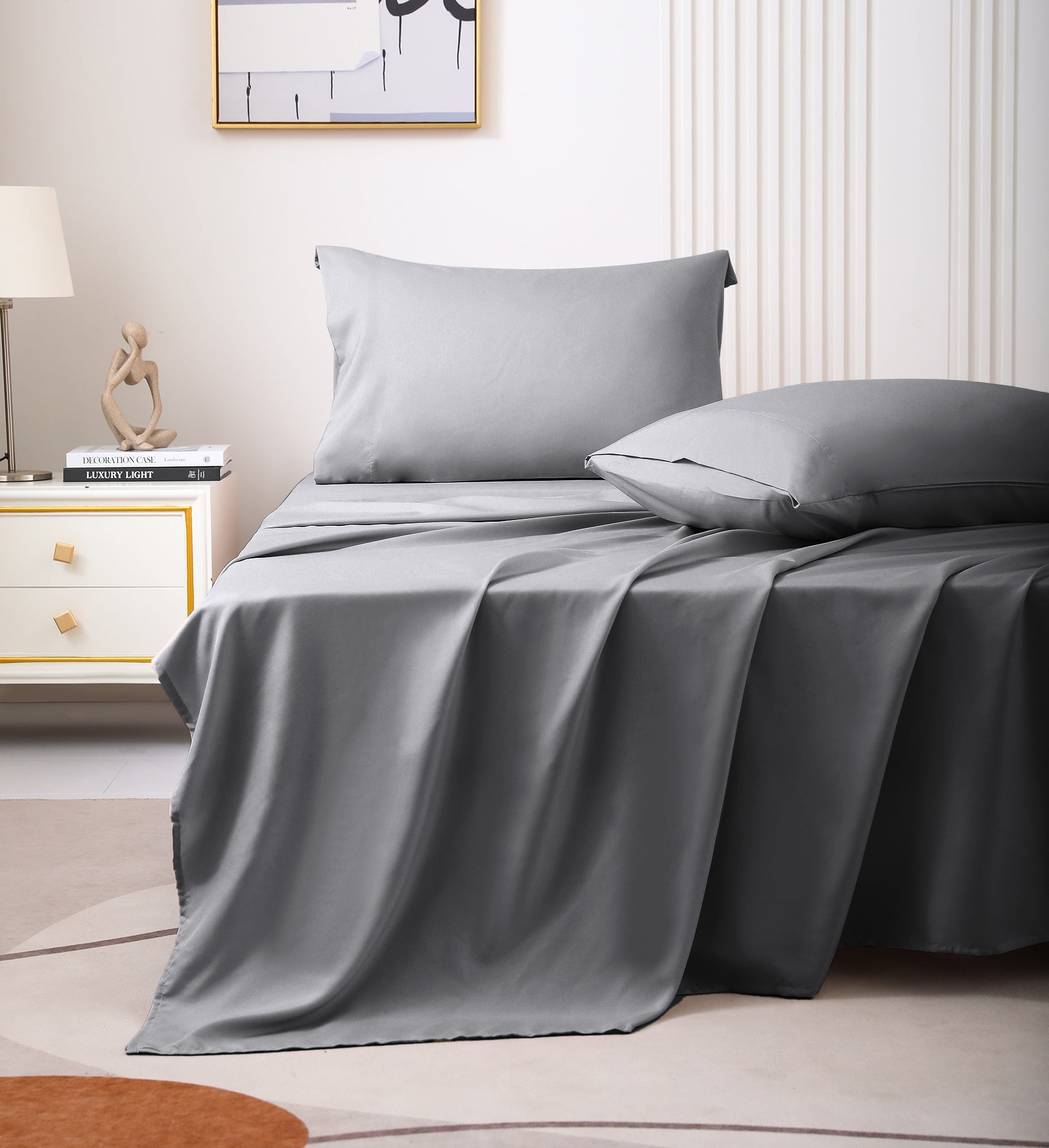 JOHNPEY Queen Deep Pocket Bed Sheets for Queen Size Bed with Fitted ...