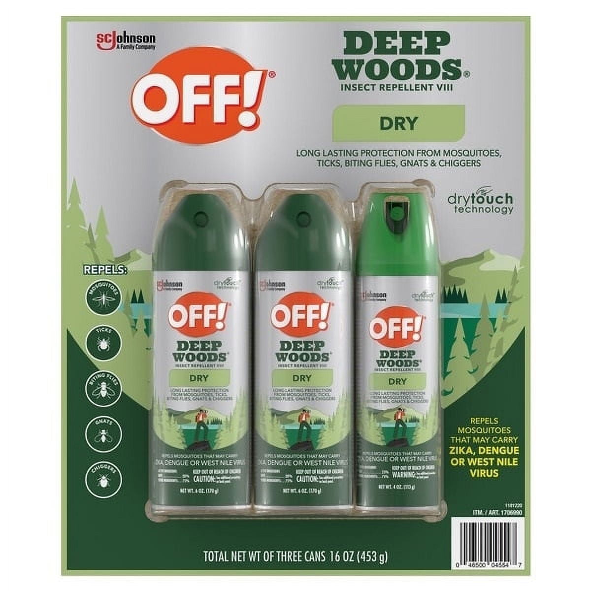 OFF! Deep Woods Dry Insect Repellent Set, 2 x 6 Ounce + 4 Ounce ...