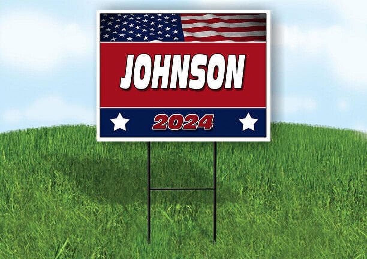 JOHNSON FLAG RED 2024 18inx24in Yard Road Sign w/ Stand - Walmart.com