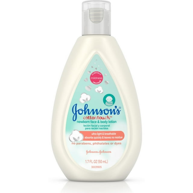 JOHNSON'S Cotton Touch Newborn Baby Face & Body Lotion, Made with Real ...