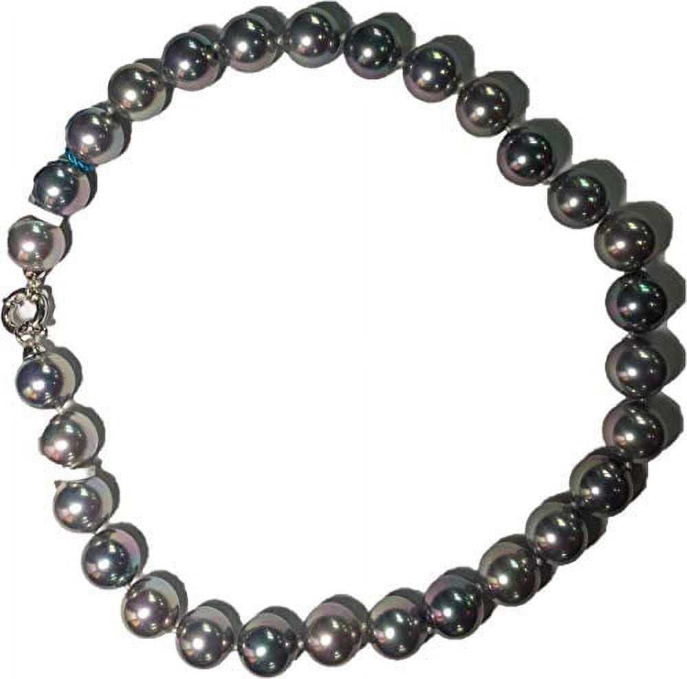 JOIA DE MAJORCA, 14mm 18 inch Slate/Silver Multi-Hues Pearl Necklace ...