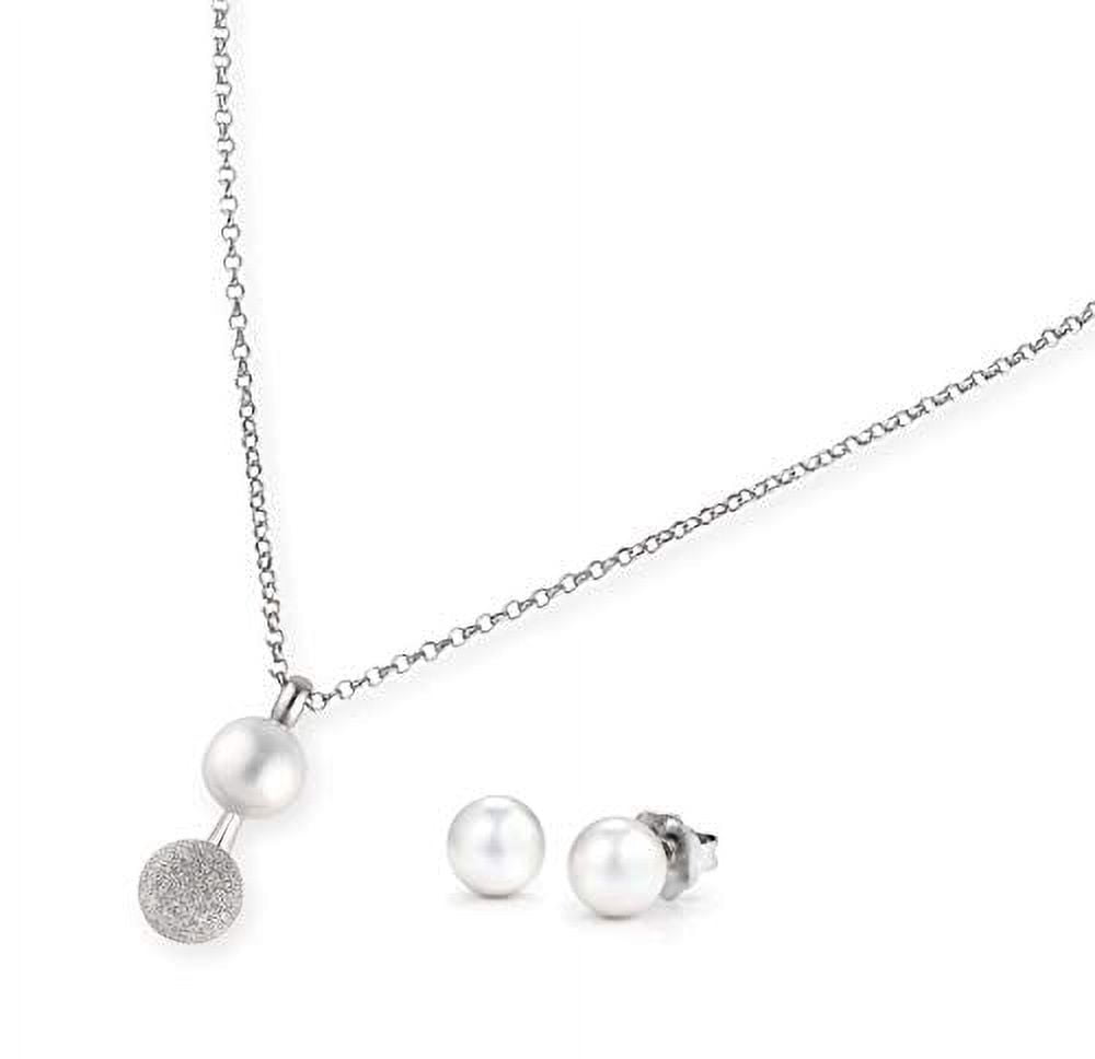 JOIA DE MAJORCA, 7mm Man-Made White Pearl on 17 inch Diamond Dusted ...