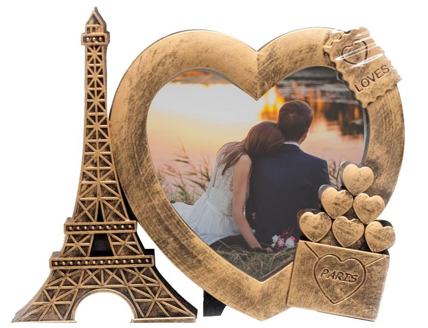 JOICE GIFT Decorative Gold Heart Shape Love Photo Frame Paris Theme 4 ...